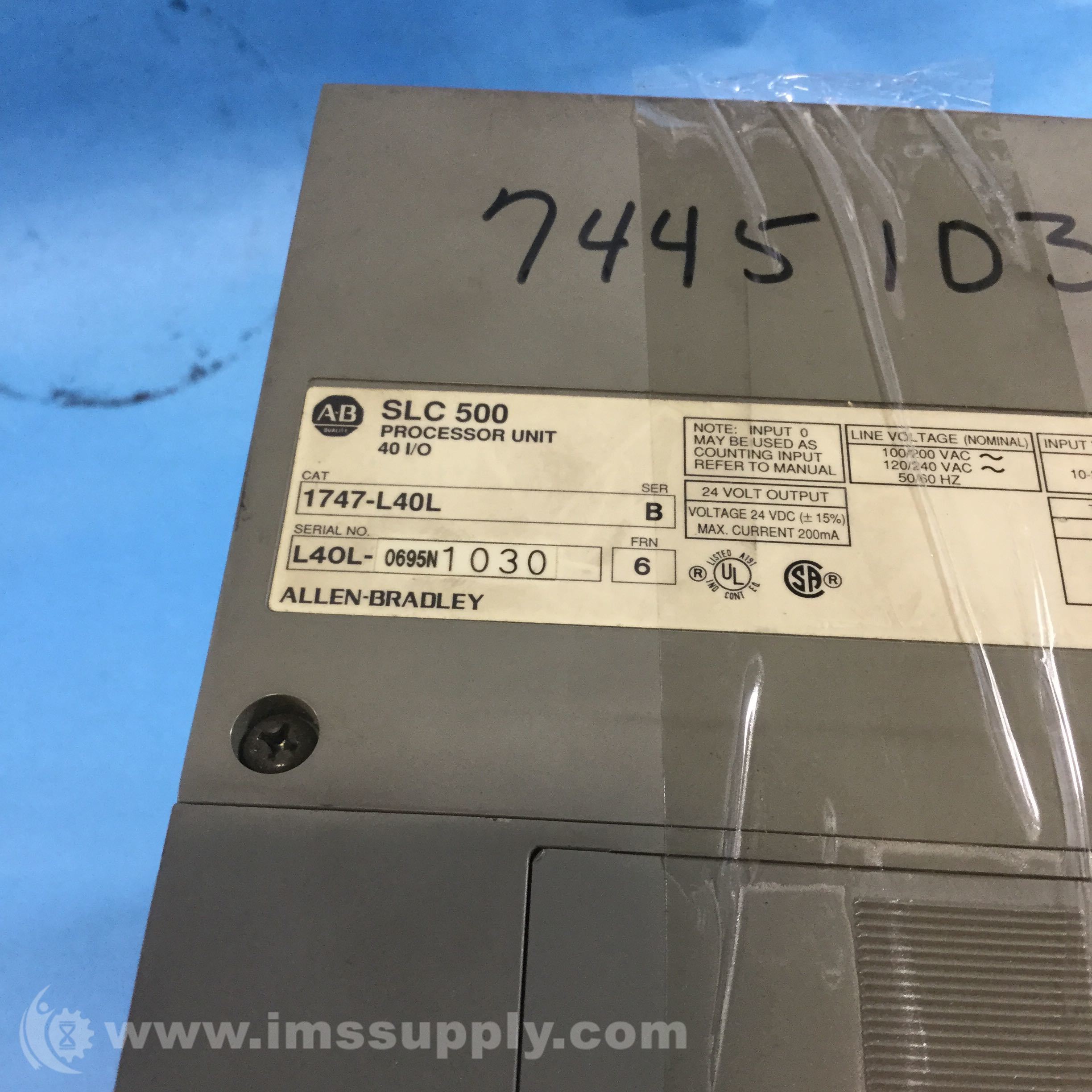 Allen Bradley 1747-L40L SLC500 Programmable Controller 40 I/O - IMS Supply