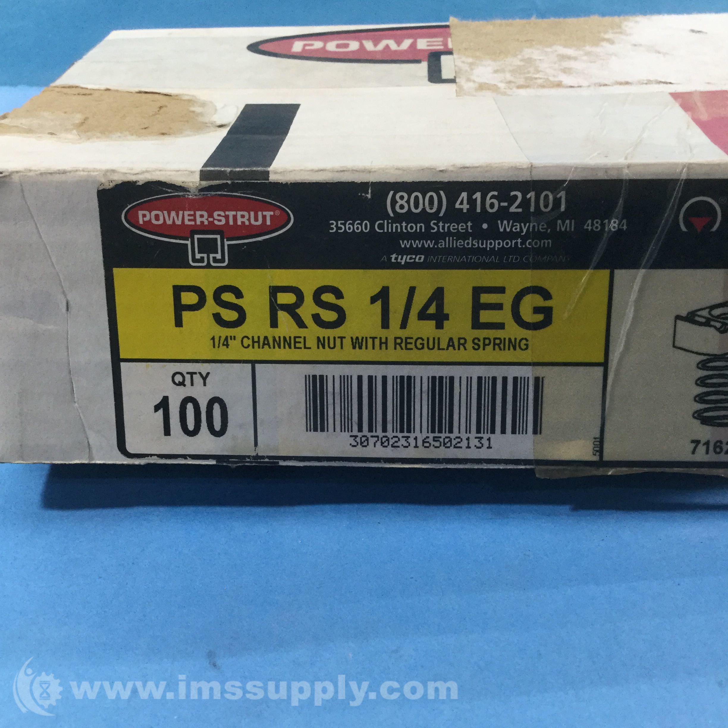 Power Strut PSRS-1/4-EG Box of 100 Spring Nuts, Long Spring - IMS Supply