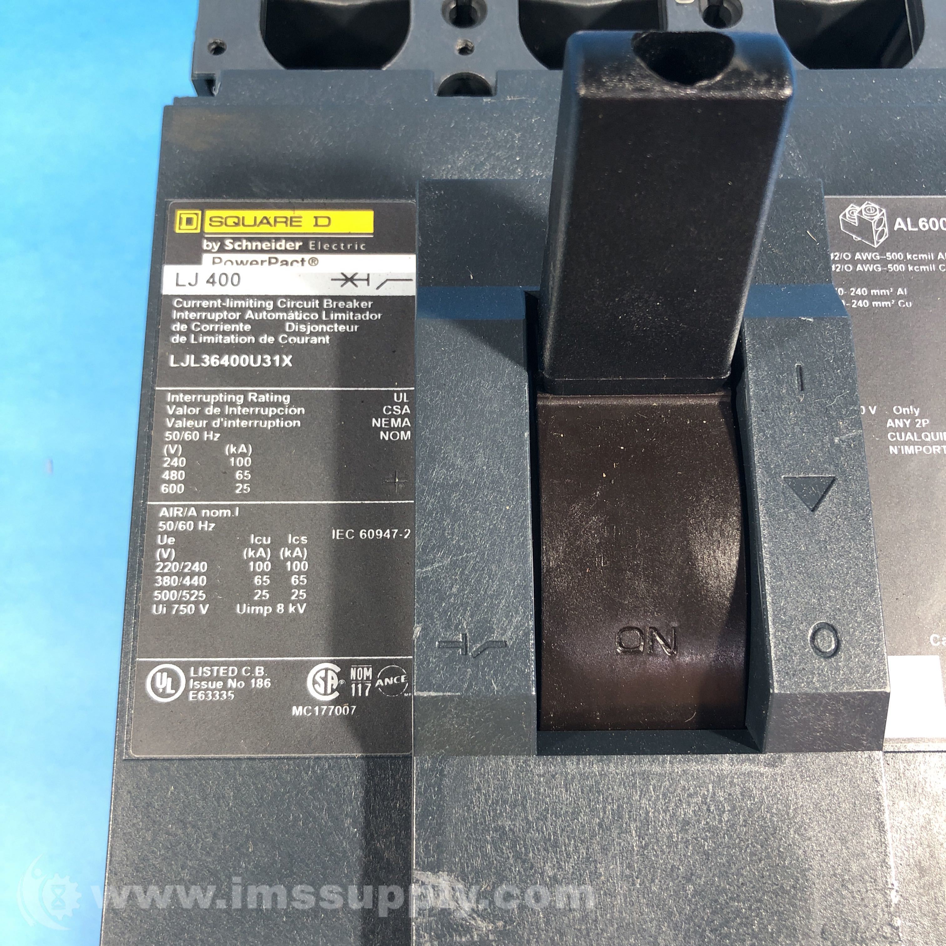 Square D LJ 400 LJL36400U31X Molded Case 3-Pole Circuit Breaker - IMS Supply