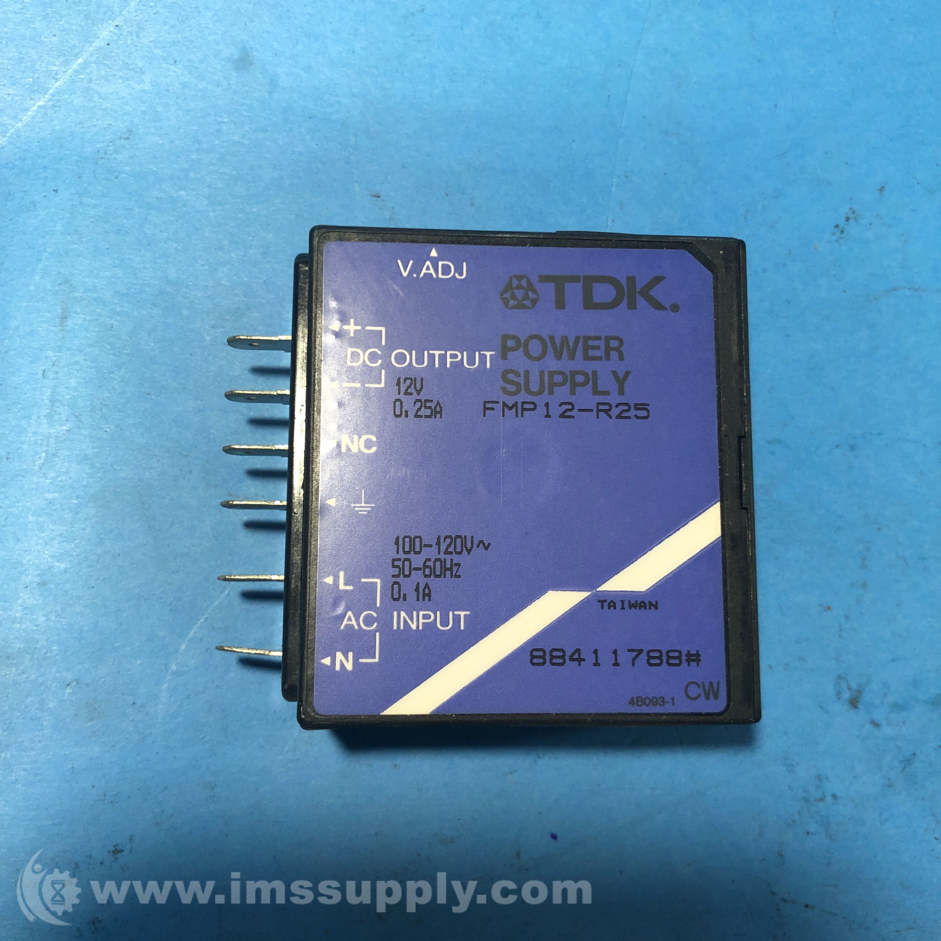 Tdk FMP12-R25 Power Supply, 100-120V, 50-60Hz, 0.1A - IMS Supply