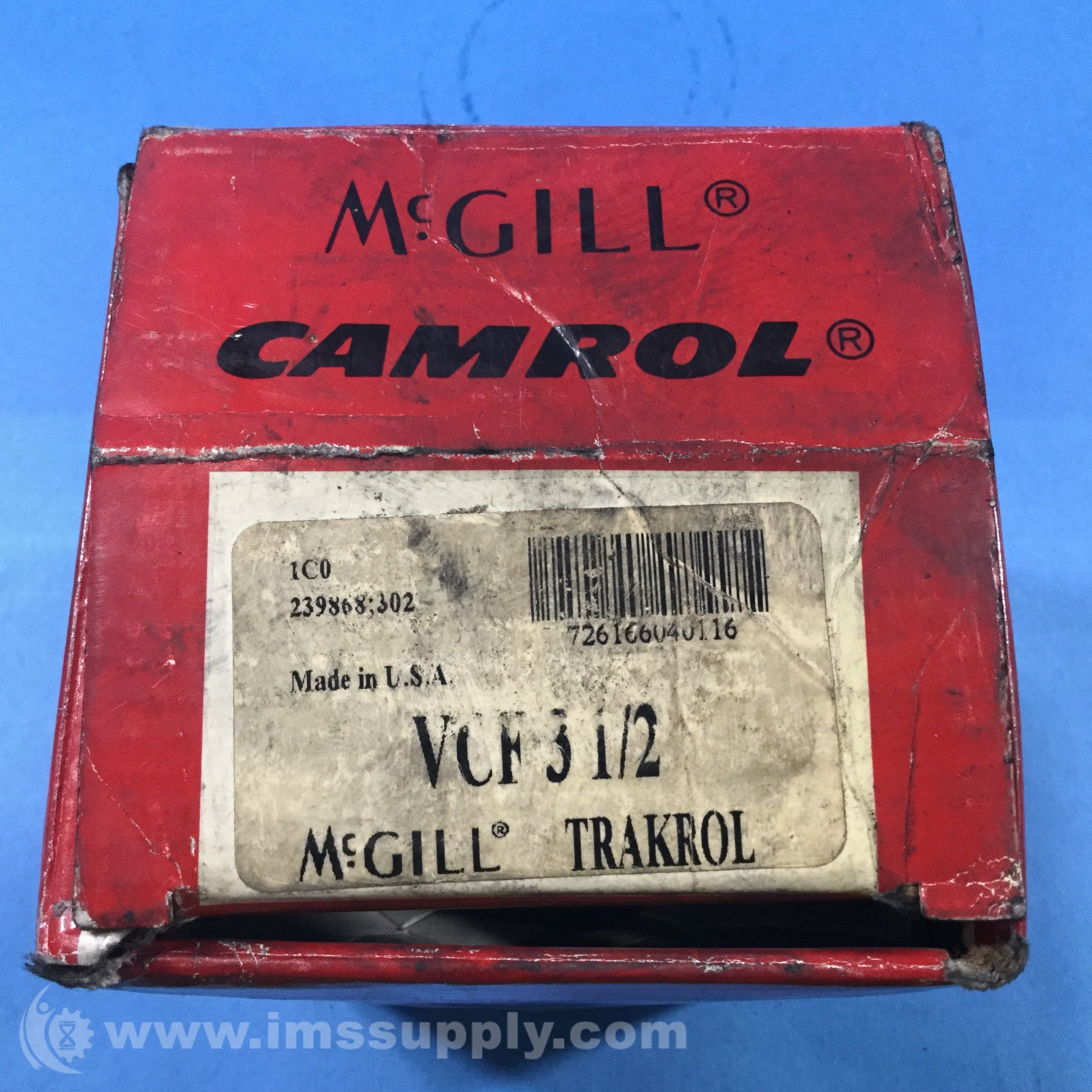 McGill VCF 3 1/2 V-Groove Cam Follower, 3.5000 in Roller Dia. - IMS Supply