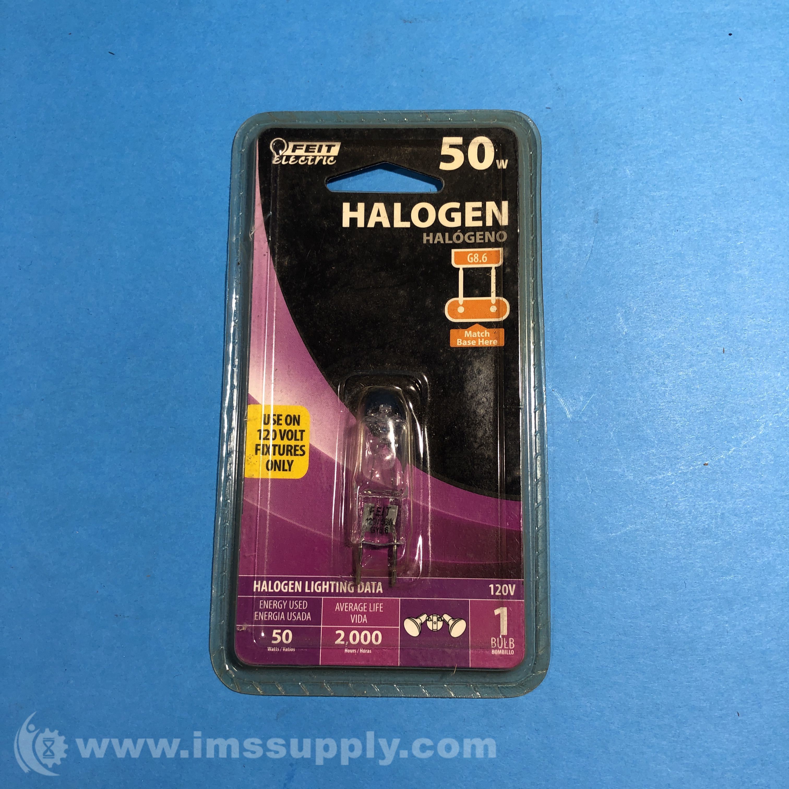 Feit Electric BPQ50/8.6/RP 50W 3000K Bi-Pin Halogen Light Bulb - IMS Supply