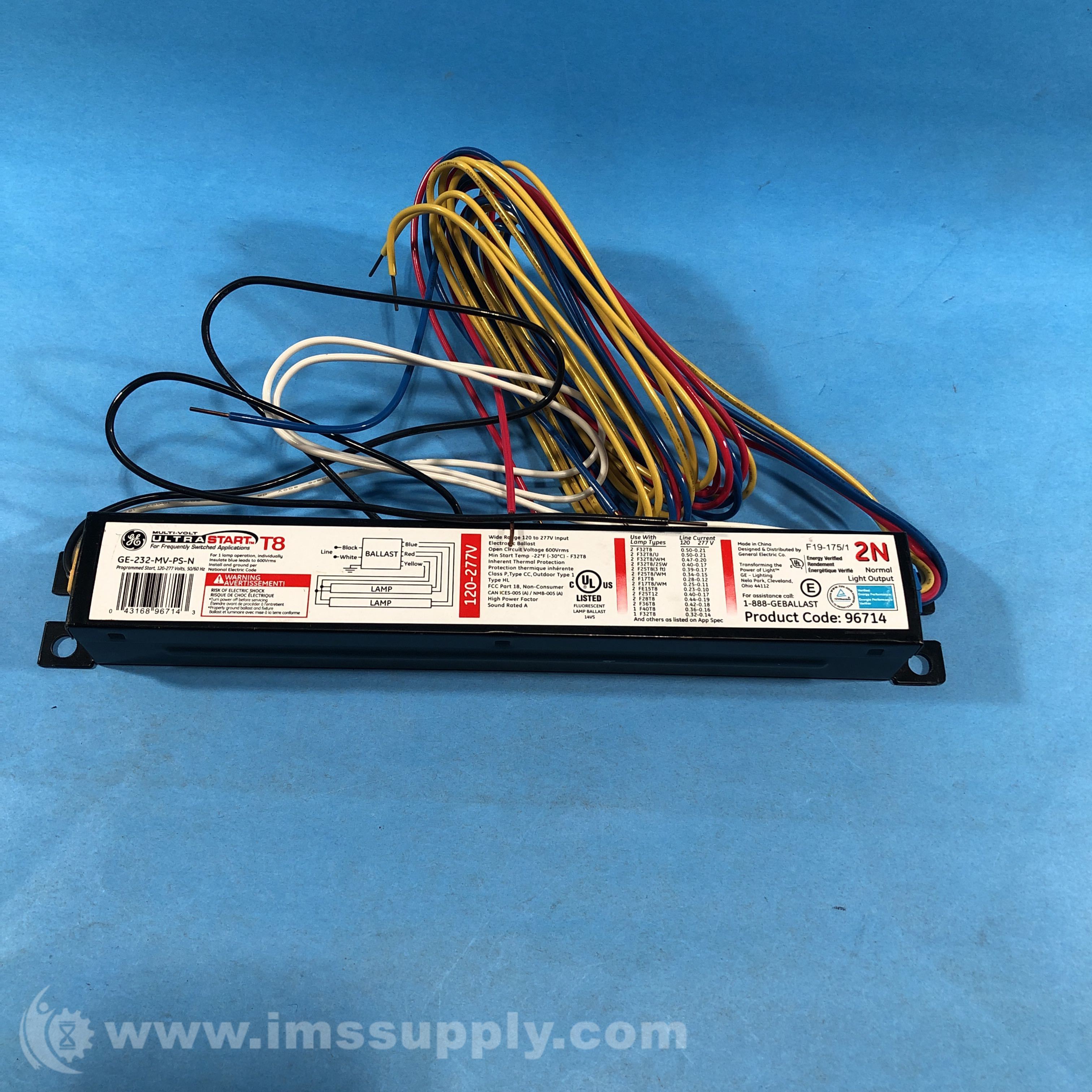 General Electric GE-232-MV-PS-N T8 Fluorescent Ballast - IMS Supply