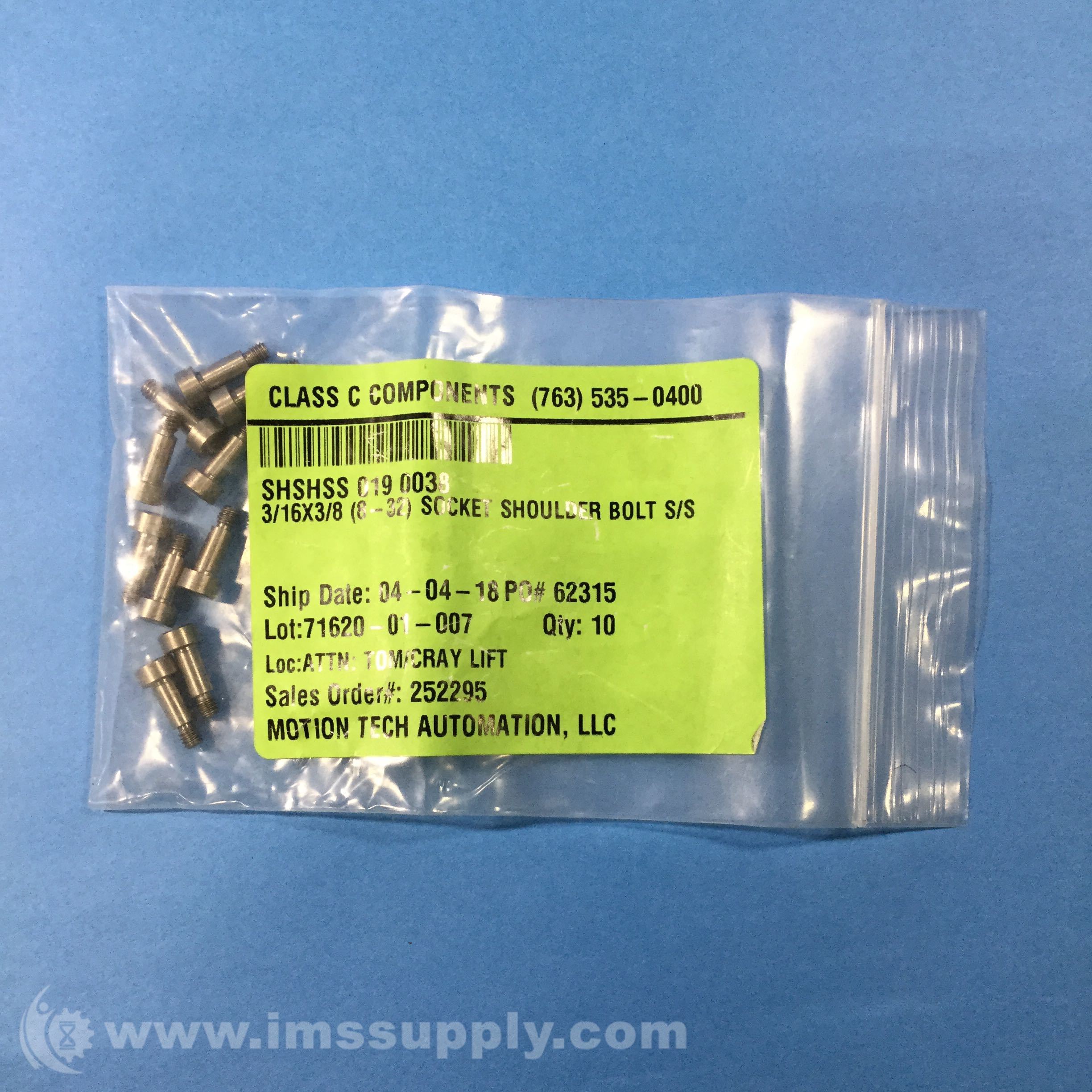 Motion Tech Automation SHSHSS 019 0038 Bag of 10 Socket Shoulder - IMS ...