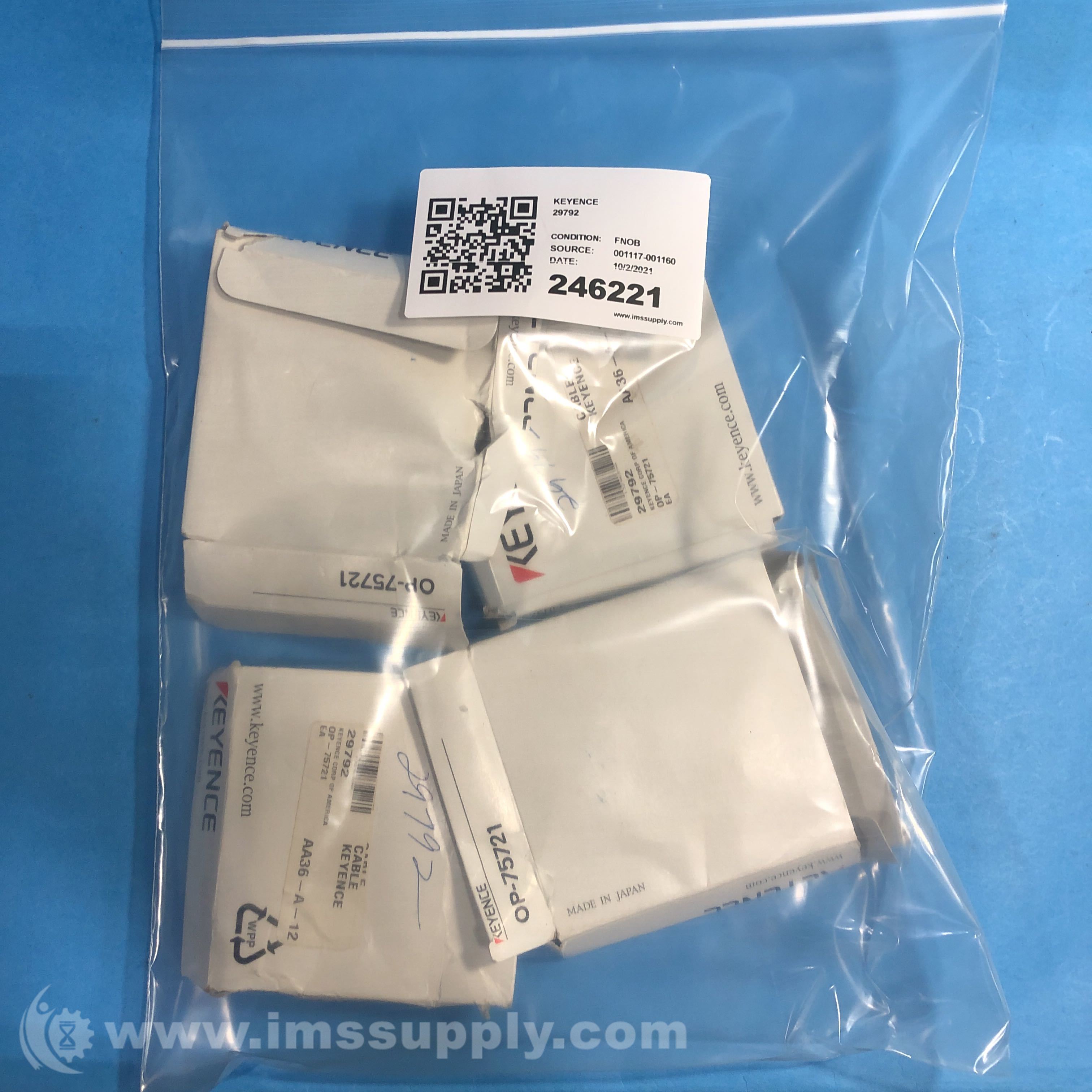 Keyence OP-75721 Pack of 4 Connector Cable M12, Straight, 2 m - IMS Supply