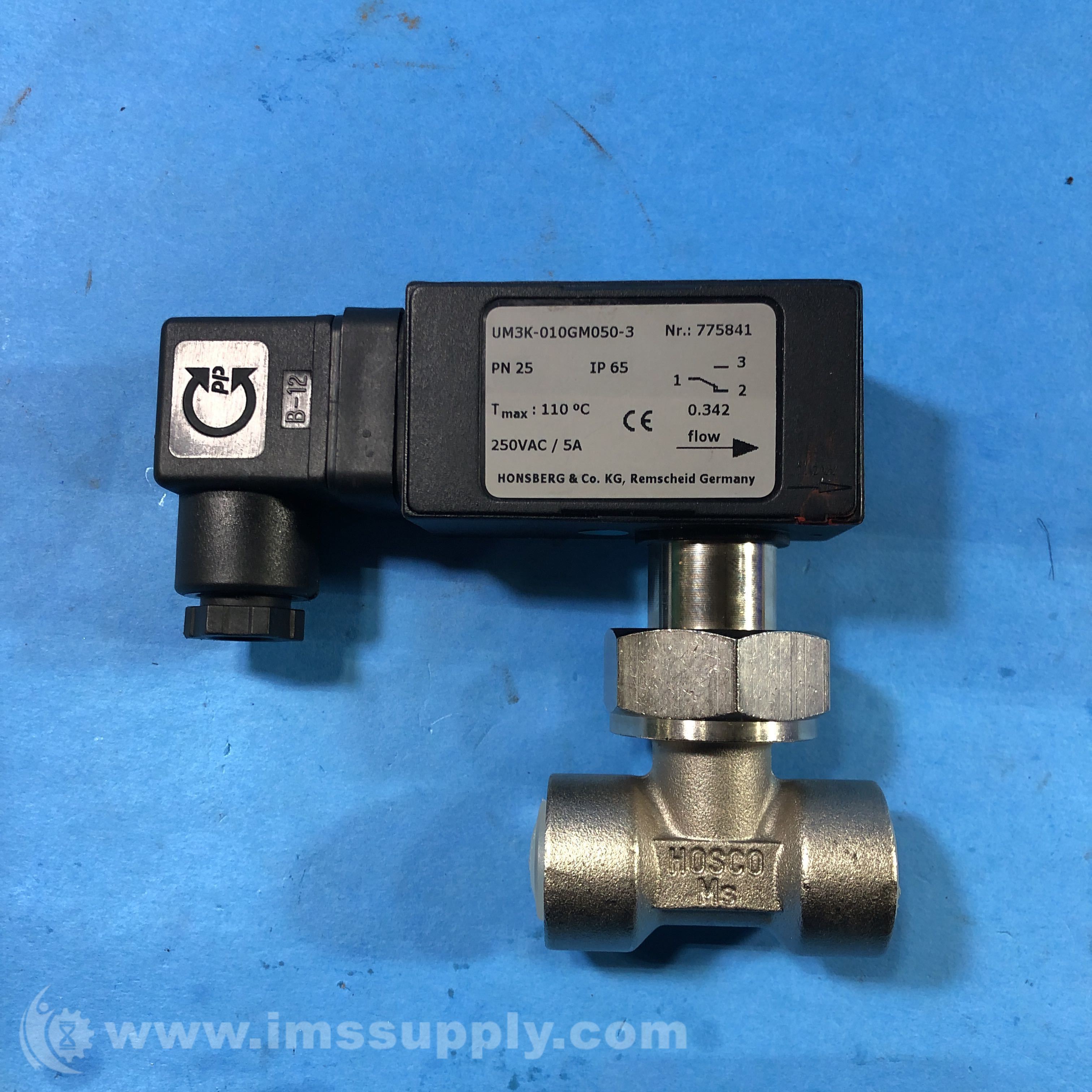 Honsberg UM3K-010GM50-3 Paddle Type Flow Switch - IMS Supply