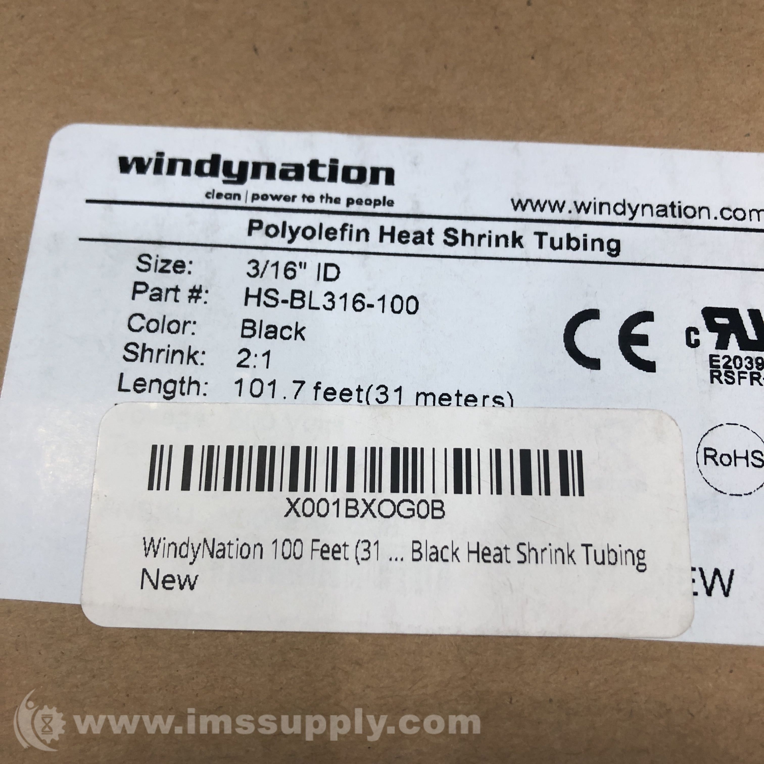 Windynation HS-BL316-100 Length 31M Polyolefin Heat Shrink Tubing - IMS Supply