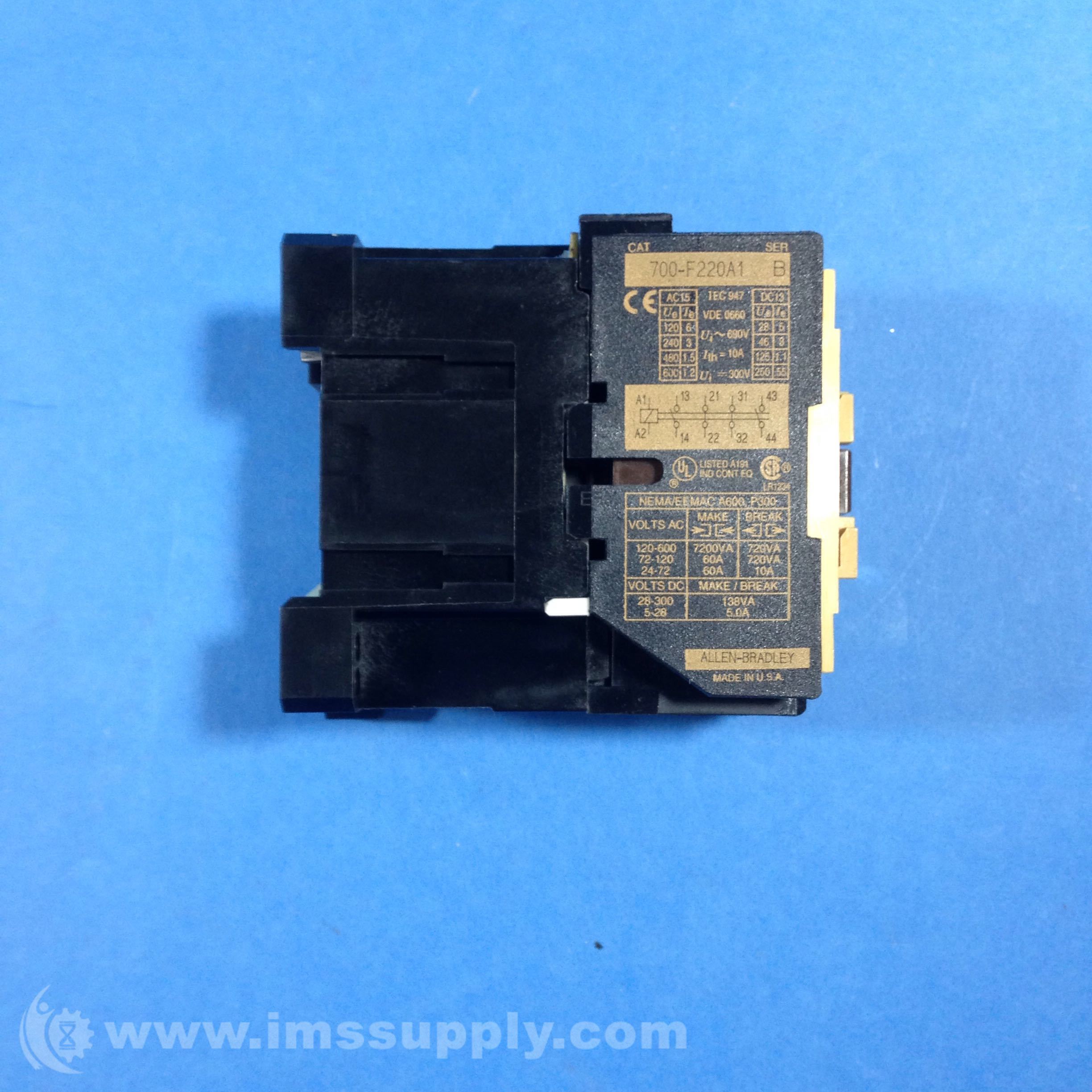 Allen Bradley 700-F220A1 Control Relay Series B Type F 110-120V - IMS ...