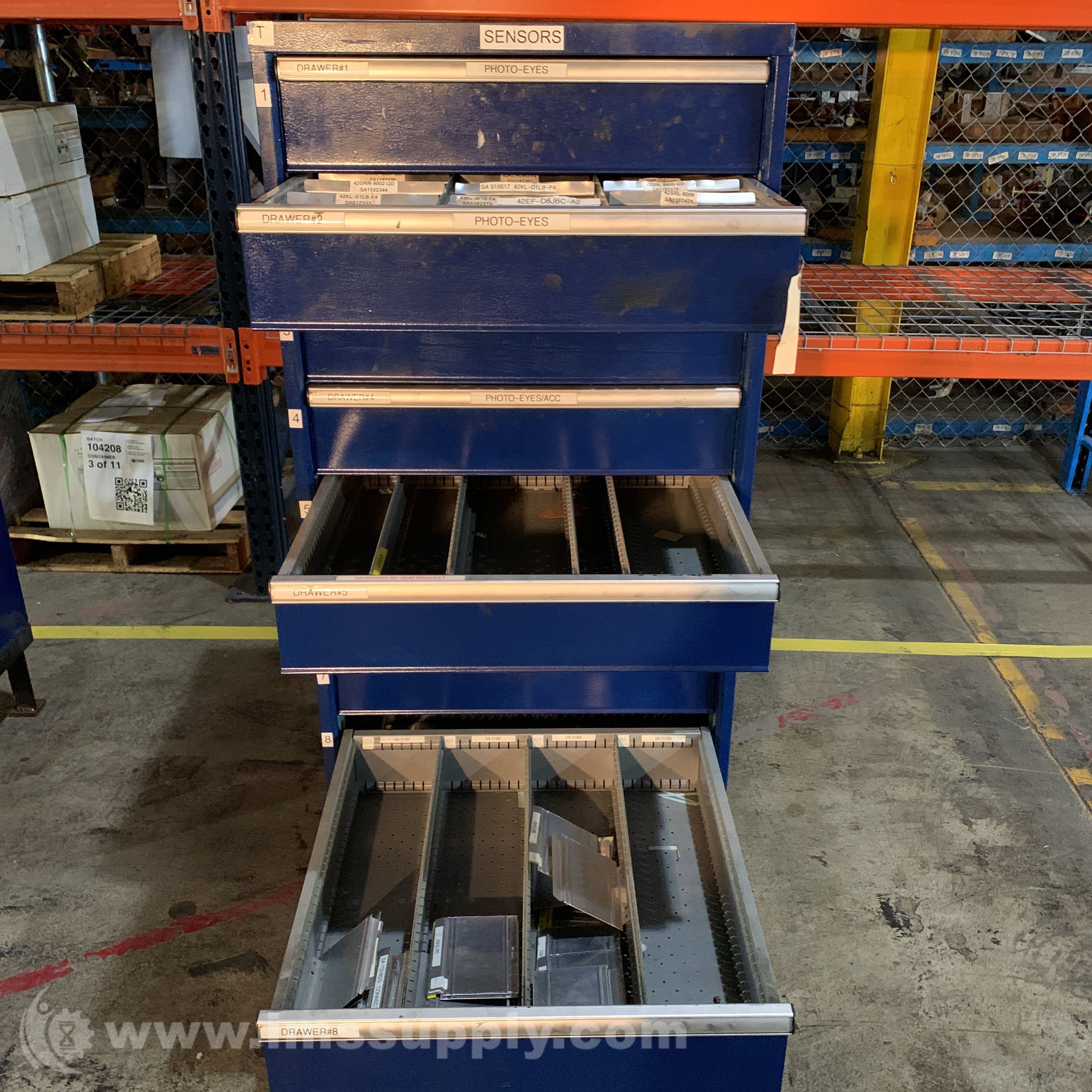 8 Drawer Modular Tool Drawer Cabinet, Blue 29x29x62 inch - IMS Supply