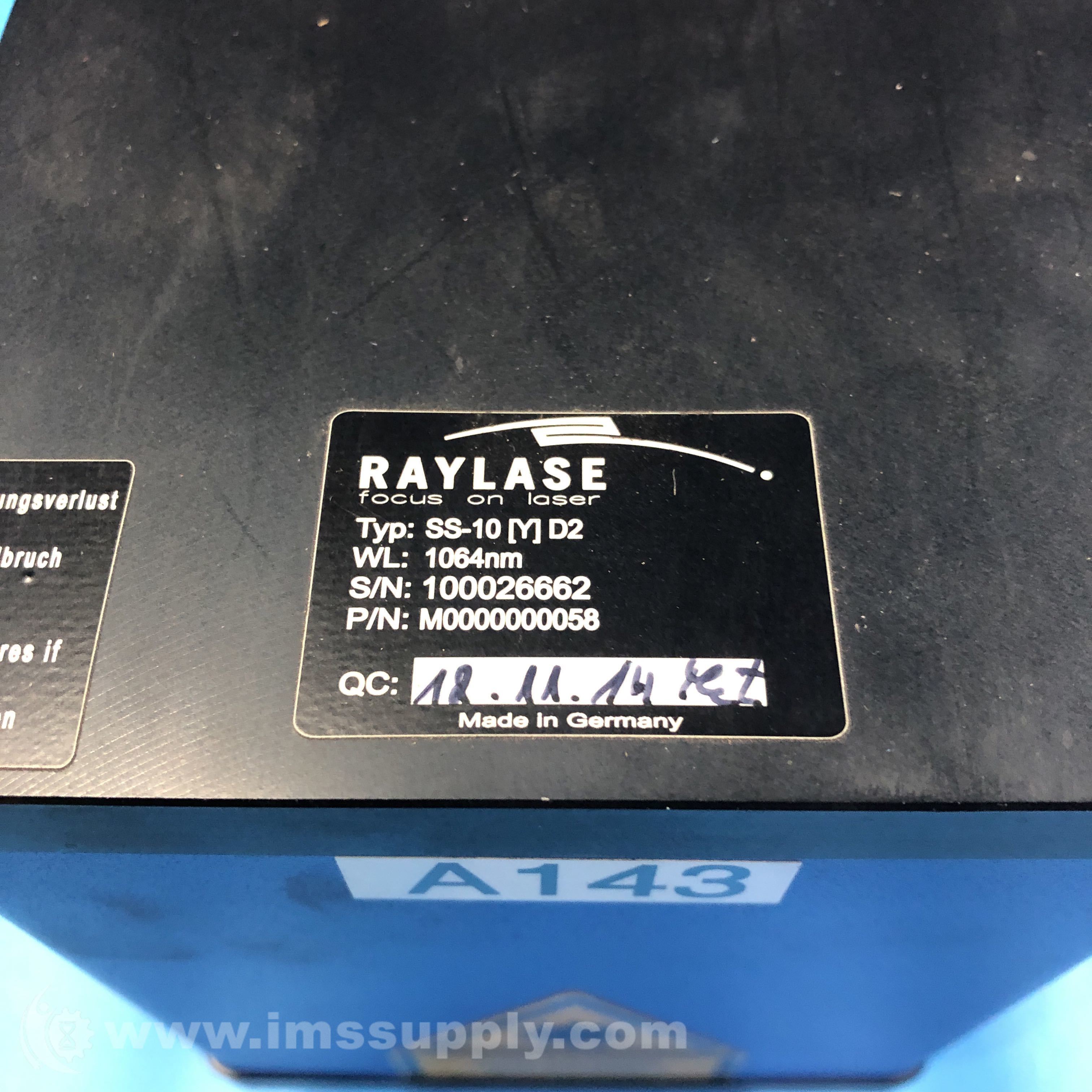 Raylase M0000000058 SS-10 [Y] D2 Laser Marking Scan Head - IMS Supply