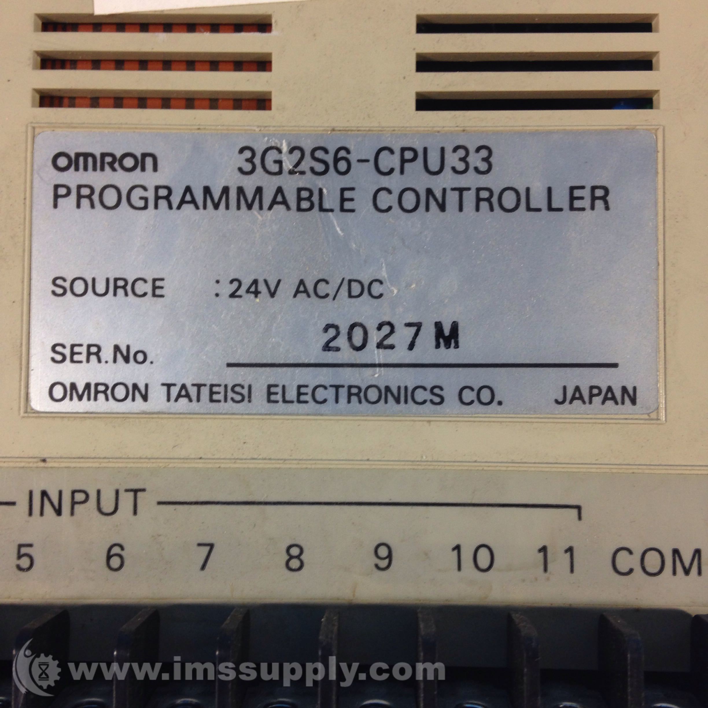 Omron 3G2S6-CPU33 Programmable Controller 24V AC/DC CPU Module - IMS Supply