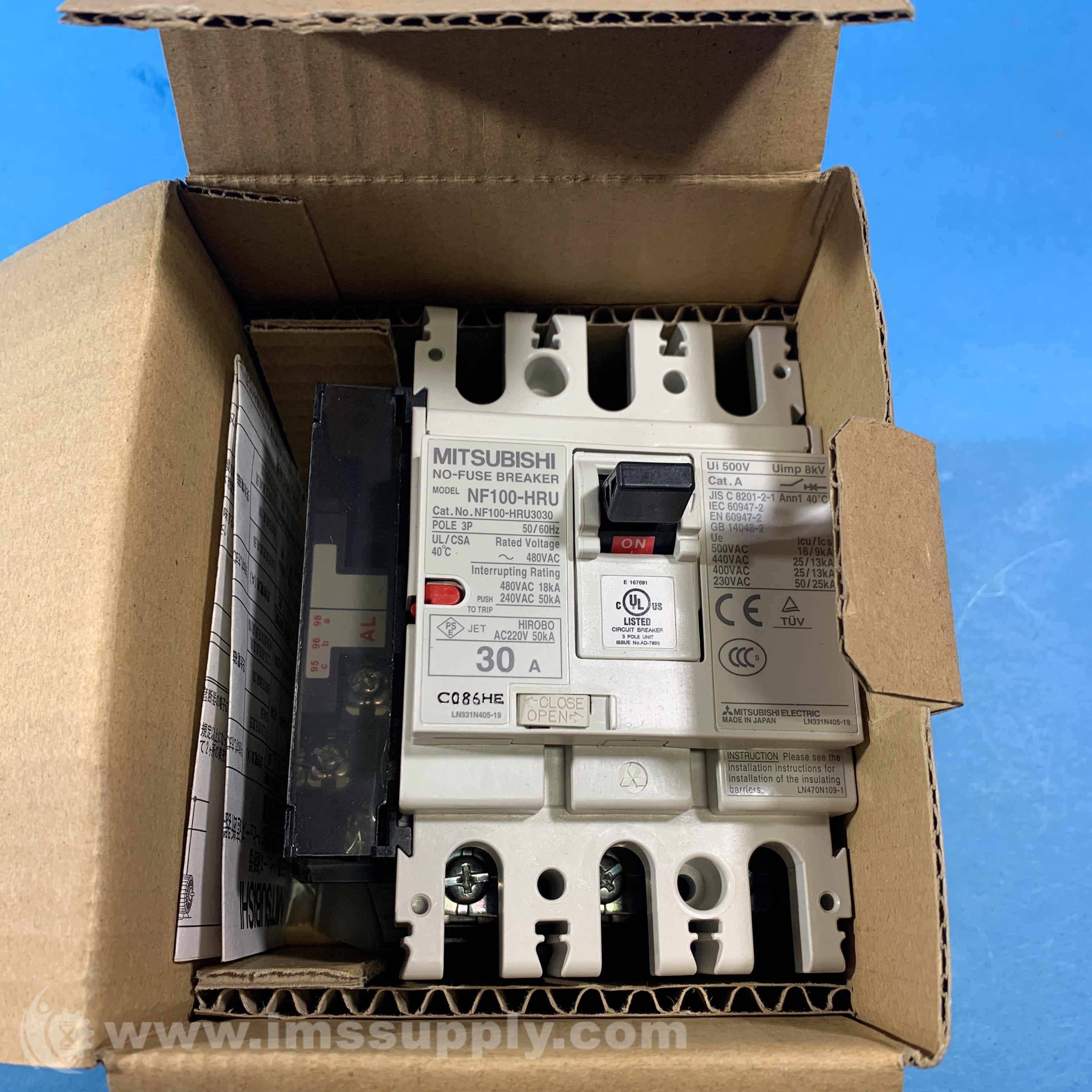 Mitsubishi Electric NF100-HRU 3P 30A Molded Circuit Breaker - IMS Supply