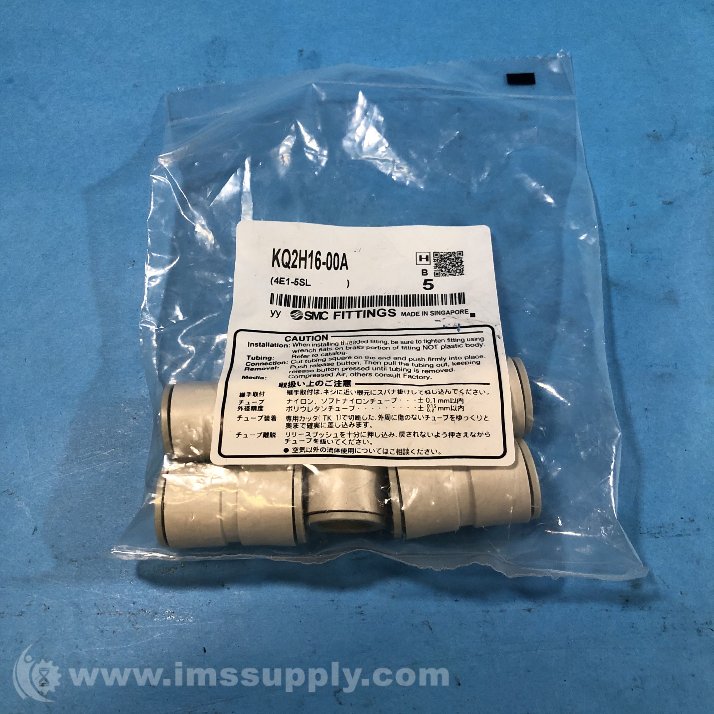 SMC KQ2H16-00A Straight Union Fitting Bag of 5 - IMS Supply