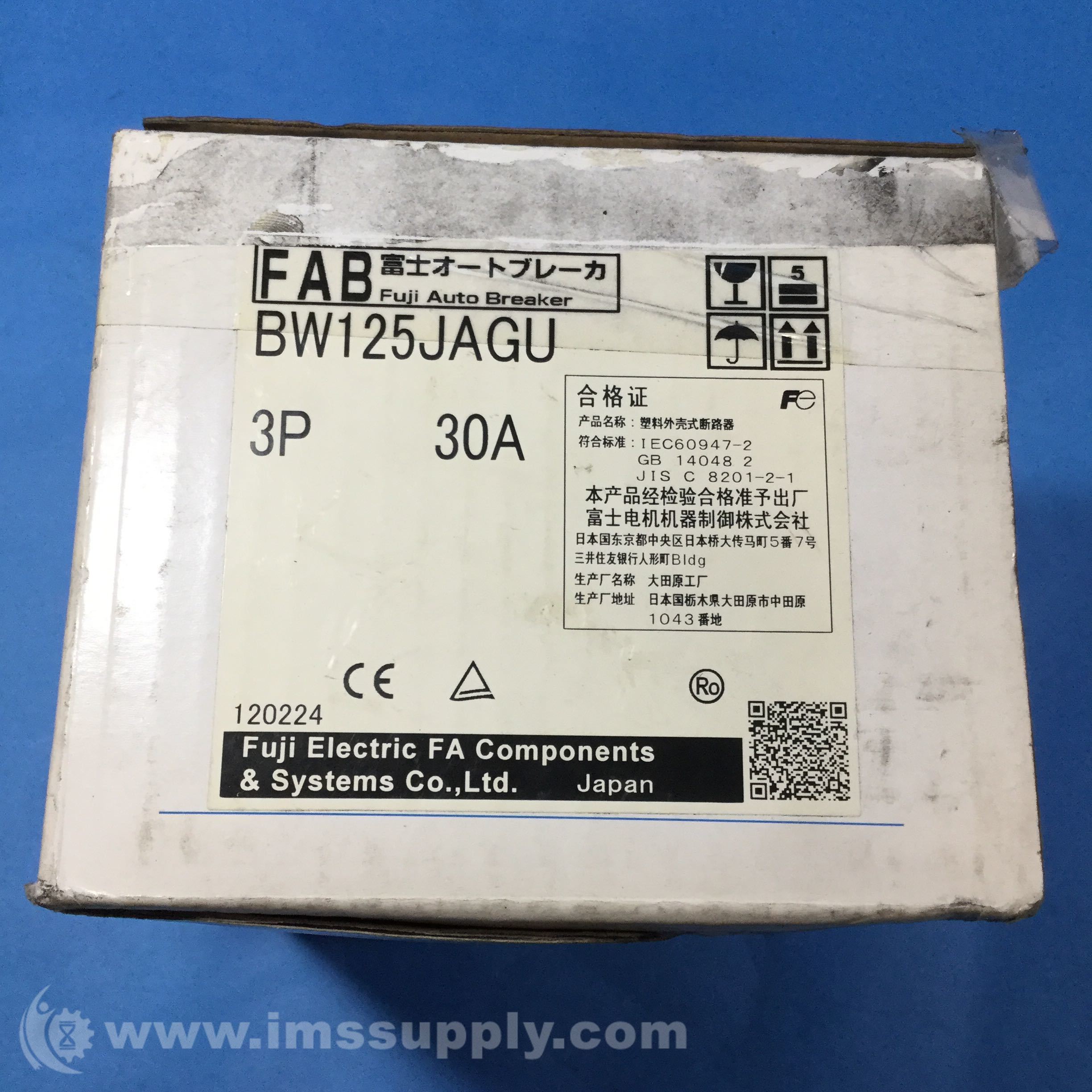 Fuji Electric BW125JAGU Circuit Breaker 3P 50/60Hz AC220V 50kA - IMS Supply