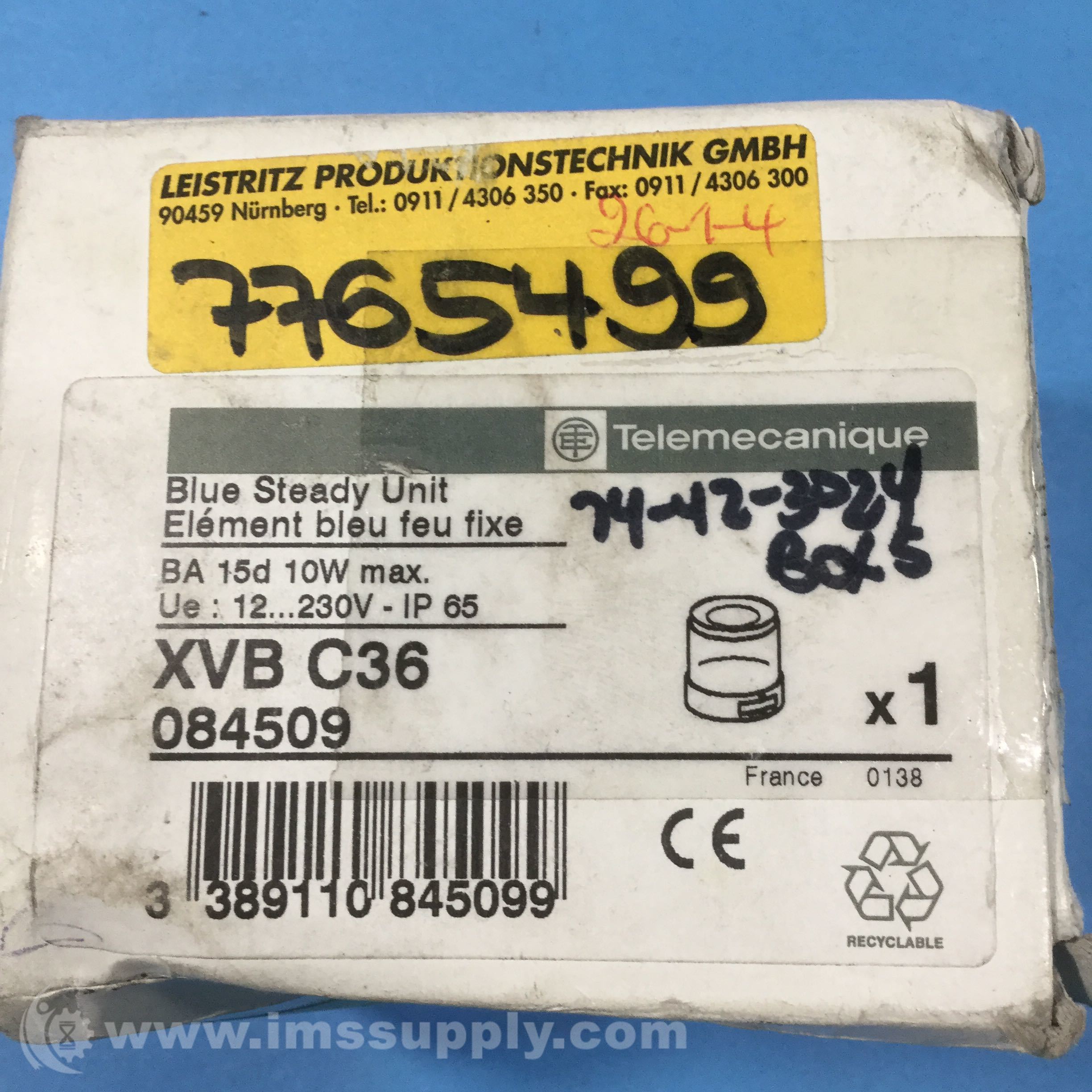 Telemecanique XVB C36 Blue Stack Light, 10W, 12-230V - IMS Supply