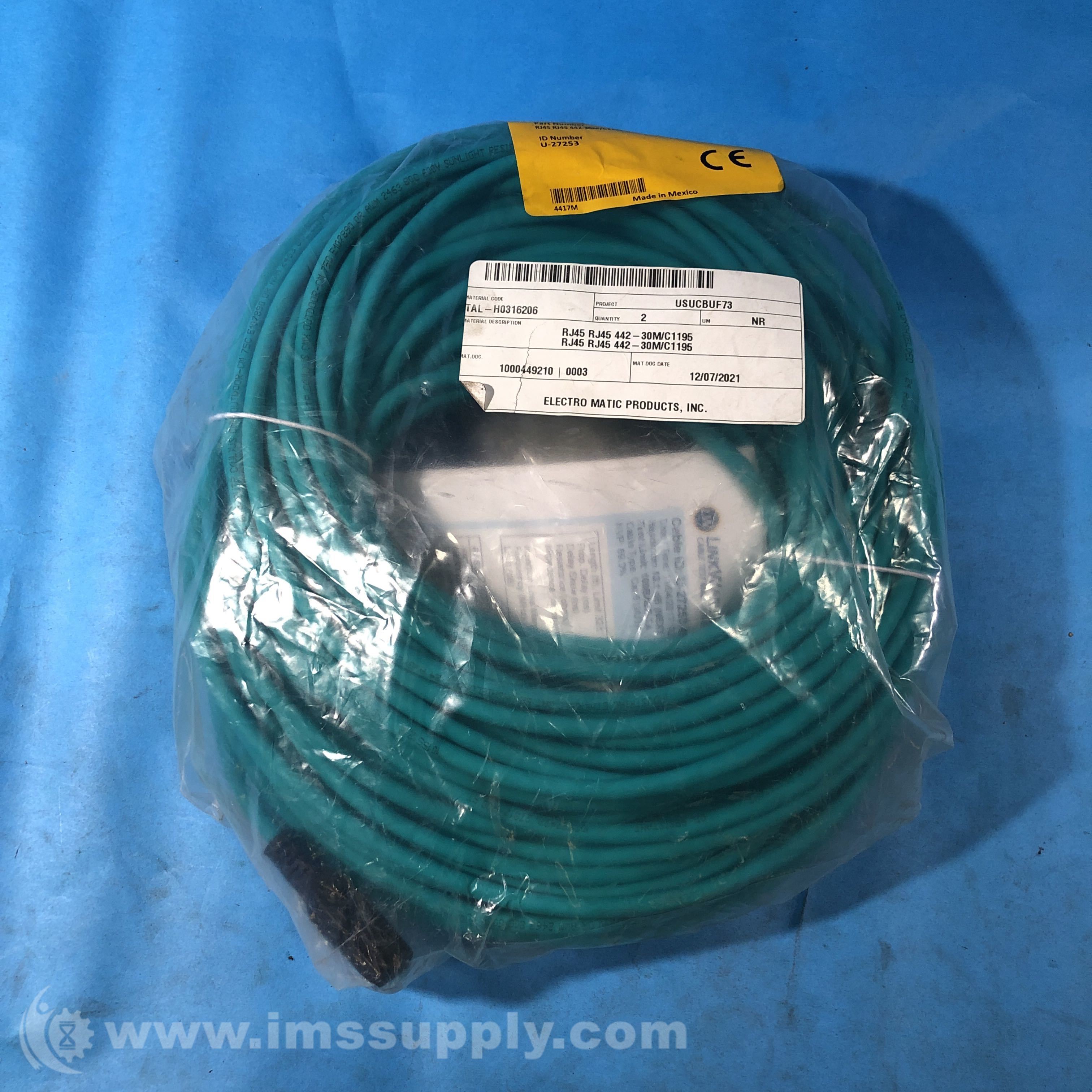 Turck RJ45 RJ45 442-30M/C1195 Ethernet Cordset - IMS Supply