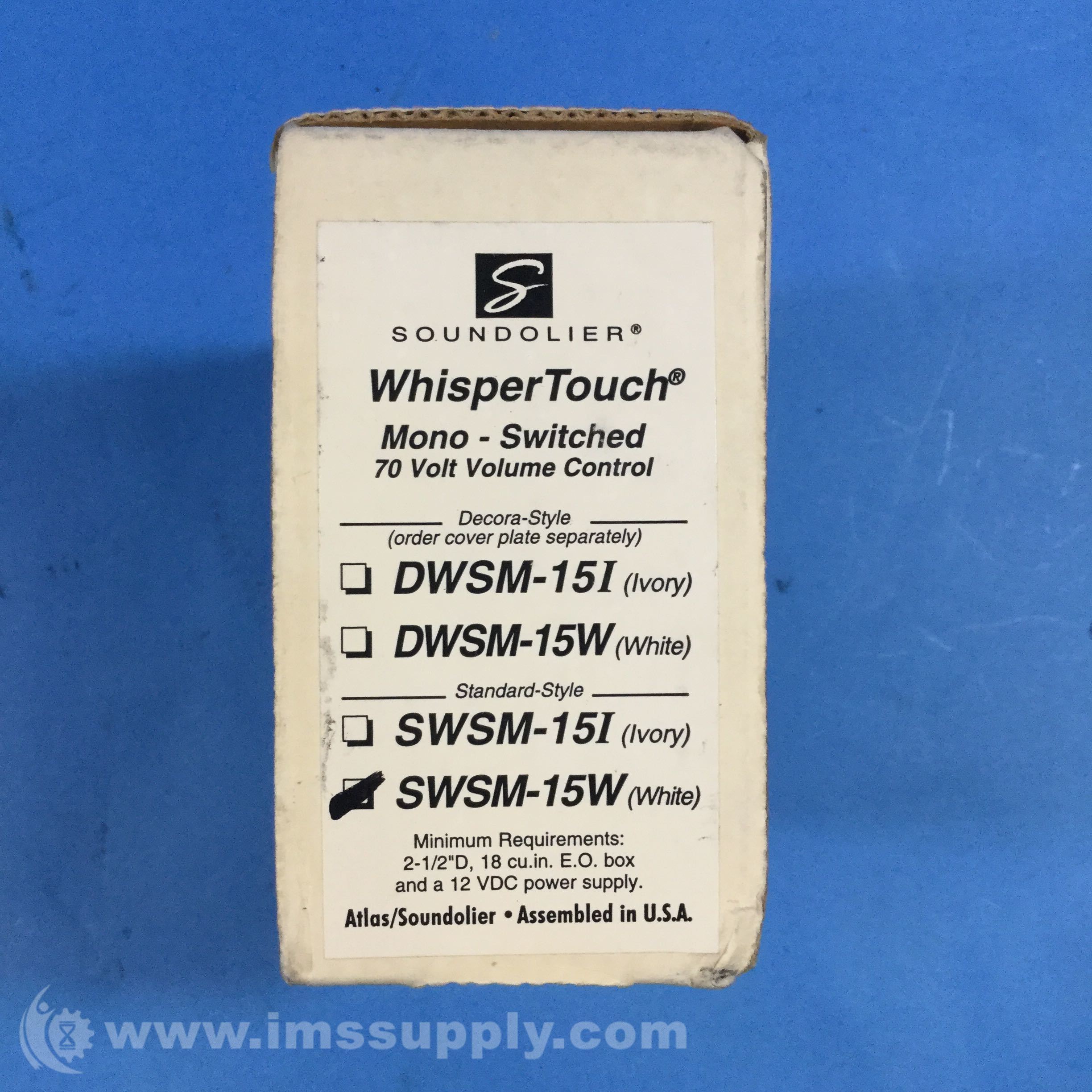 Atlas Soundolier SWSM-15W Volume Control, Mono Switched, 70 Volt - IMS ...
