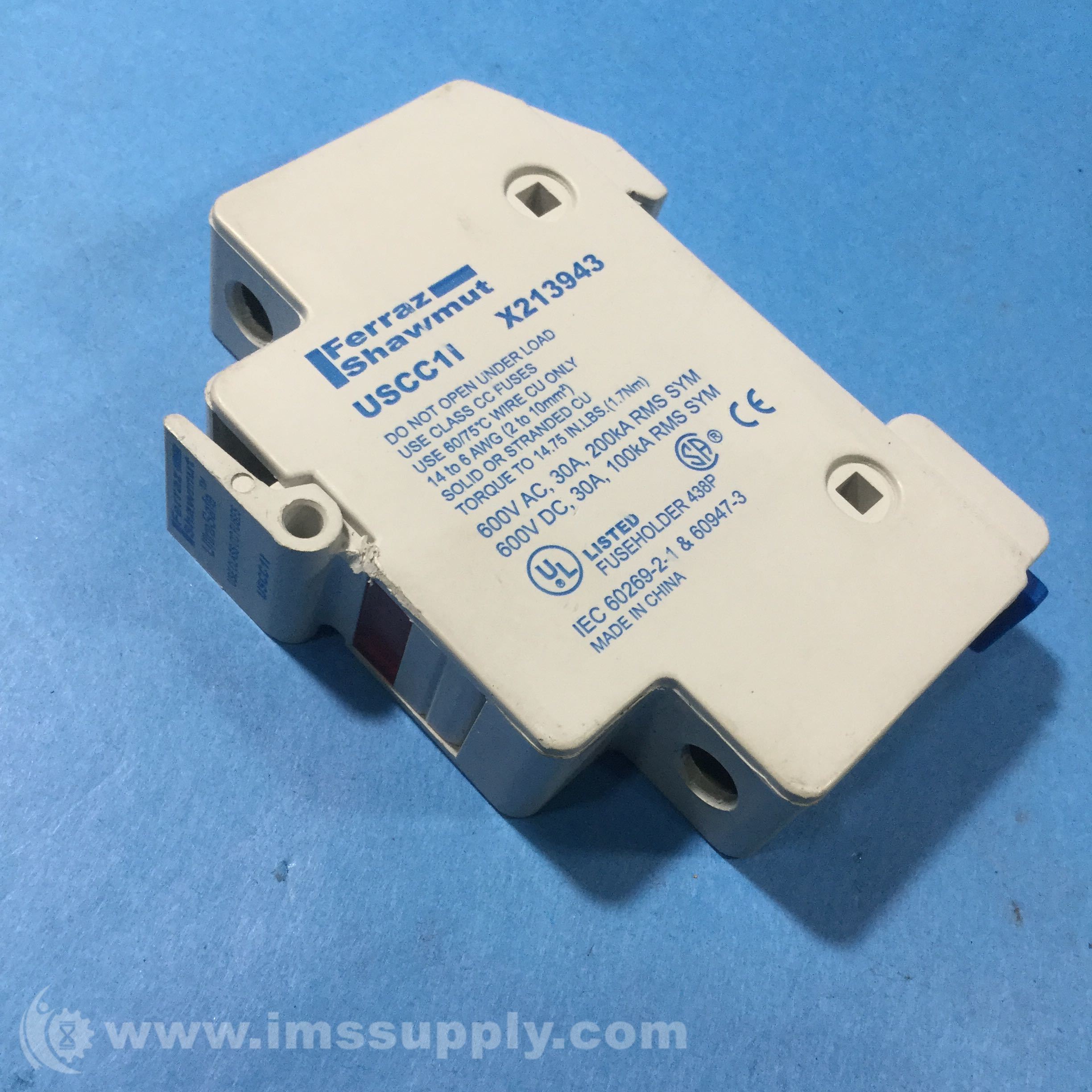 Ferraz Shawmut USCC1I Fuse Block Holder, 30 Amp, 600 V AC - IMS Supply