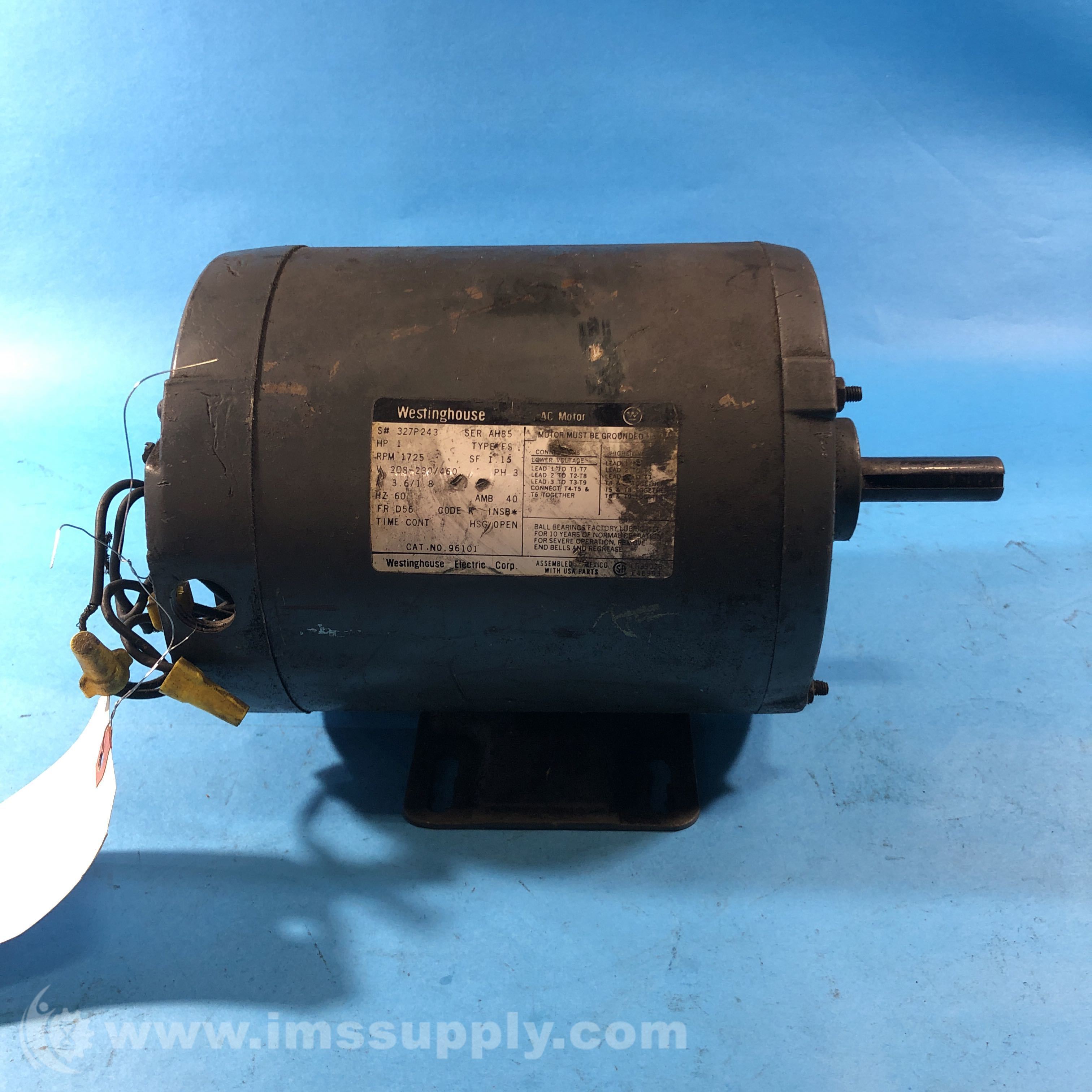 Westinghouse 96101 AC Servo Motor, 1HP, 1725RPM, Frame D56 - IMS Supply