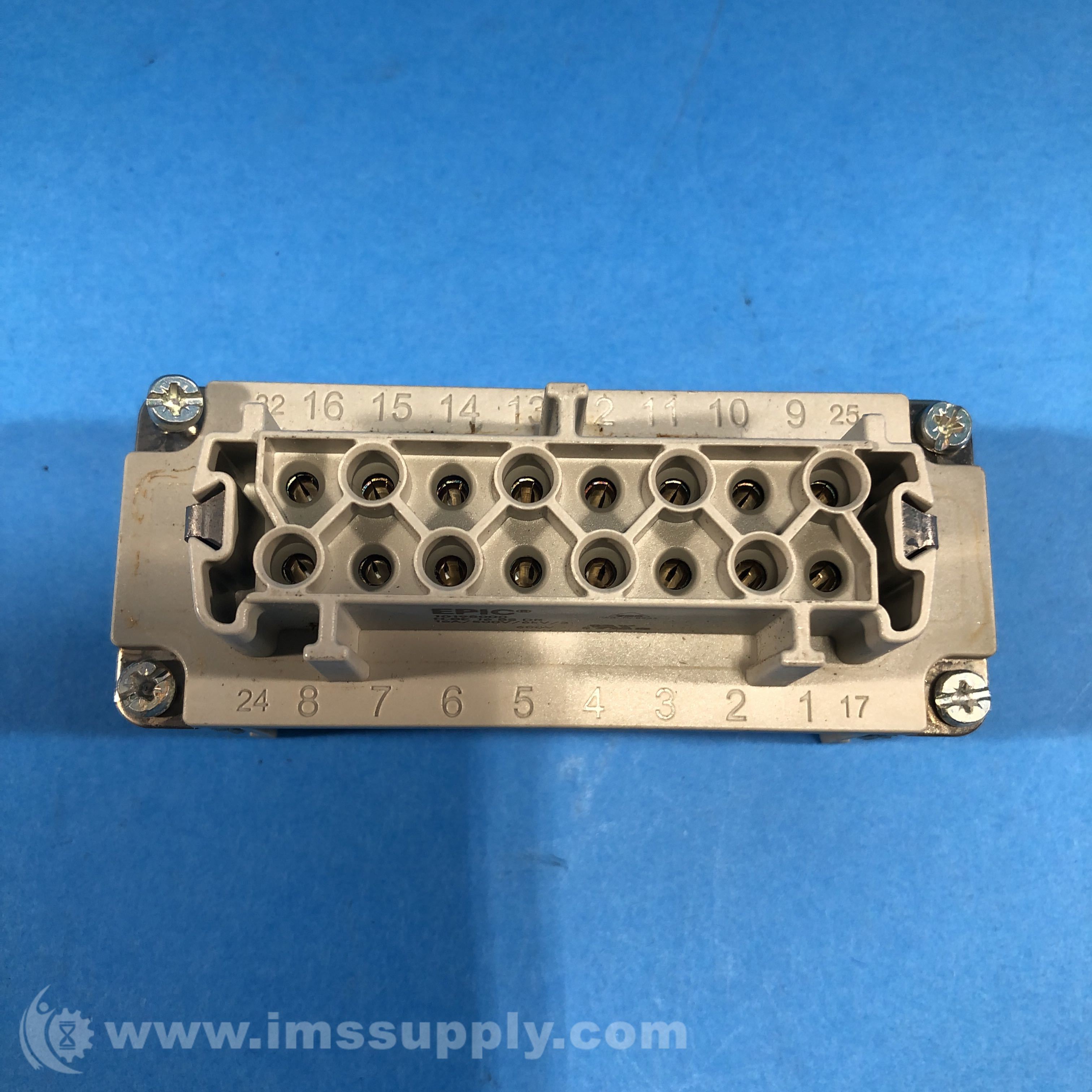 Epic 10195000 H-BE 16 BS DR Insert Screw Terminated Receptacle - IMS Supply