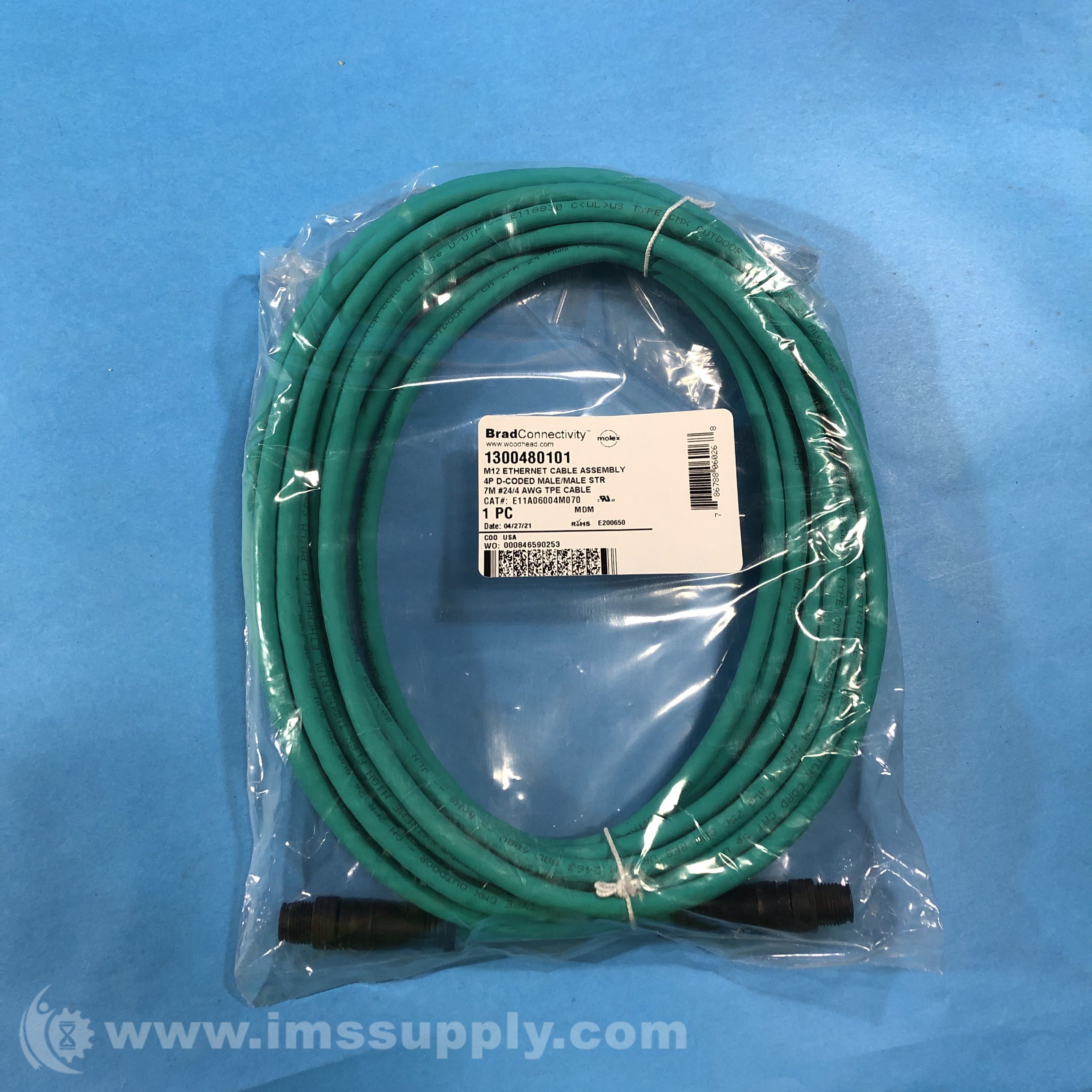 Molex 1300480101 Micro-Change (M12) Double-Ended Cordset, 4 Poles - IMS ...