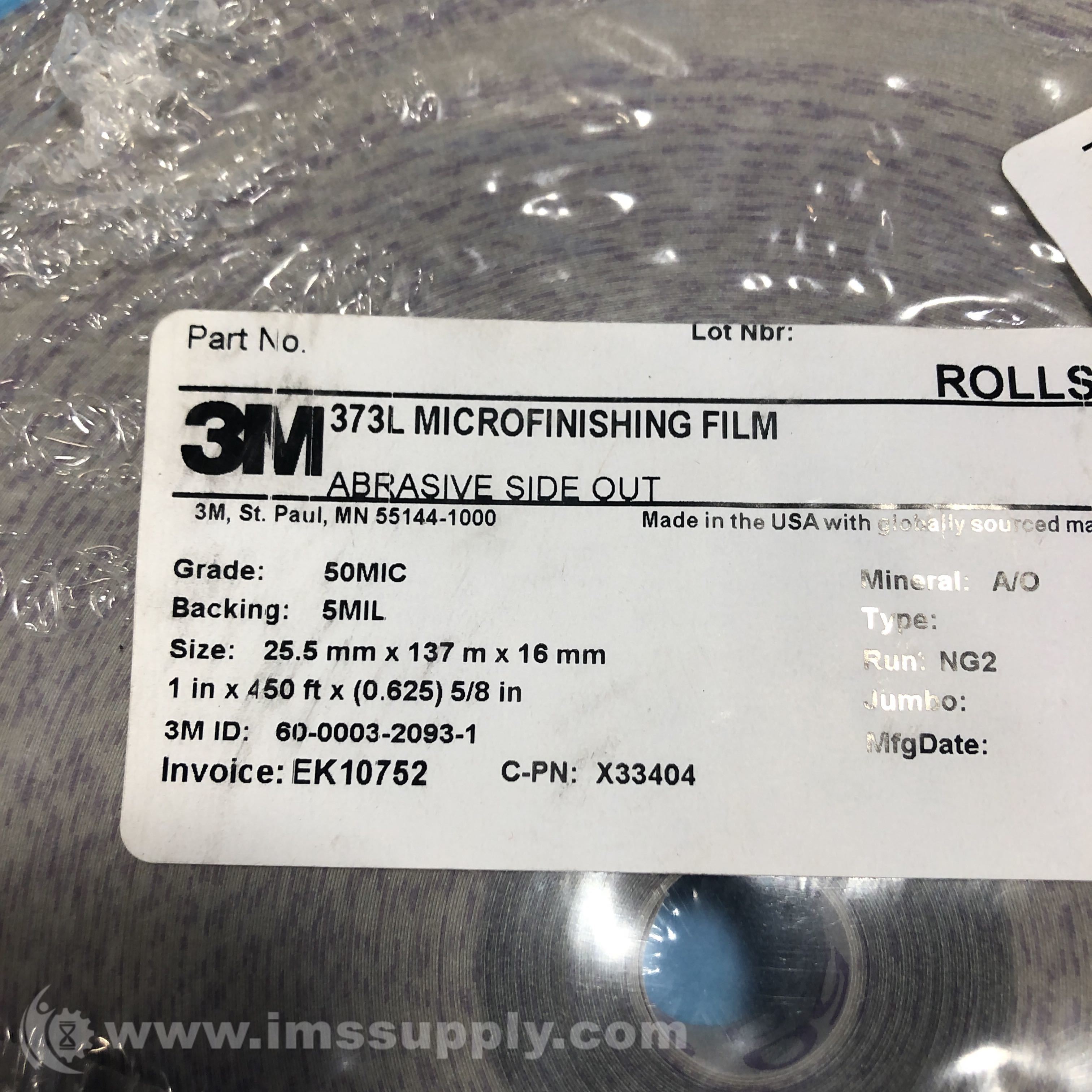 3M X33404 373L Aluminum Oxide Microfinishing Film Roll, 450 Feet - IMS ...