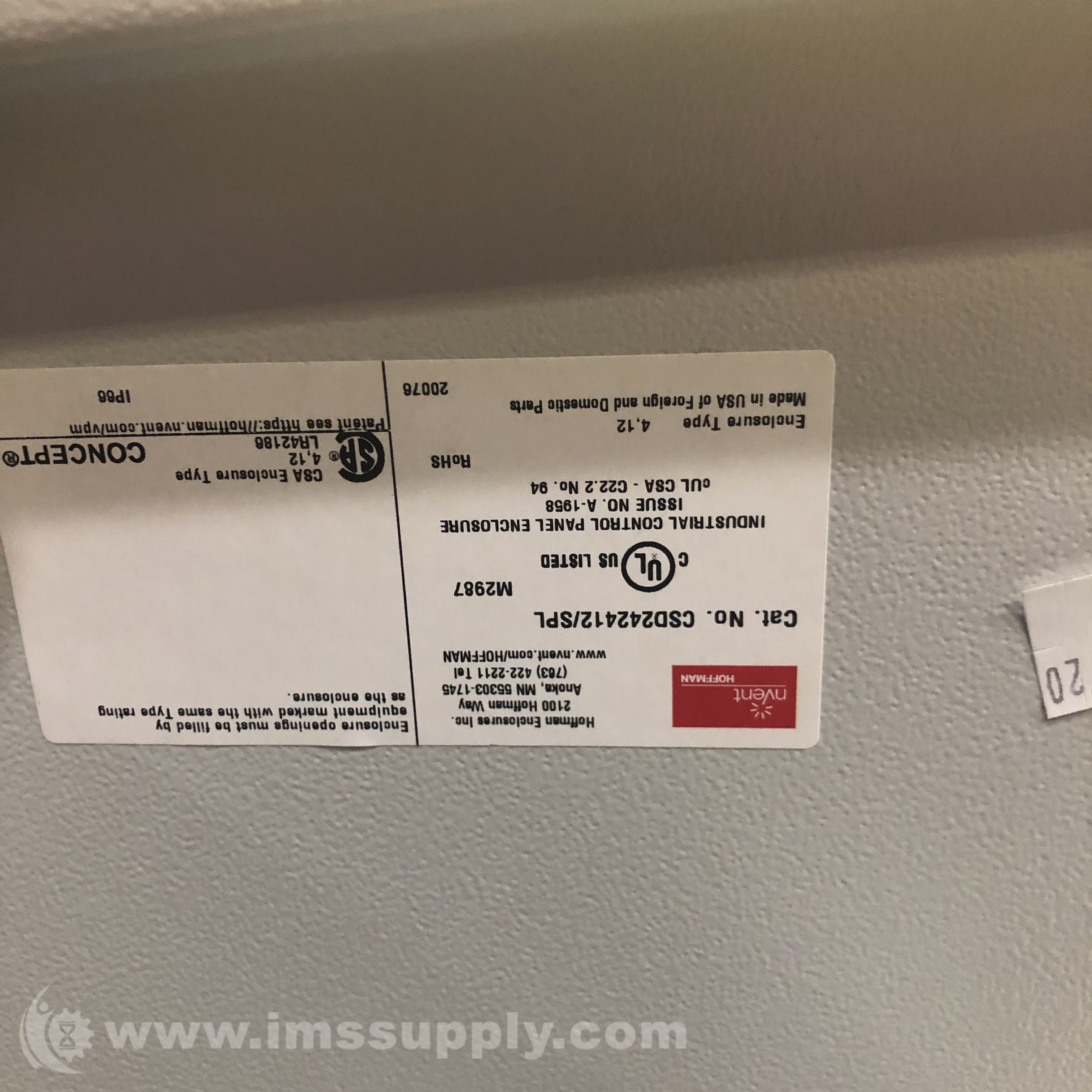 Hoffman CSD242412/SPL Steel Electrical Enclosure, 24 x 24 x 12 - IMS Supply