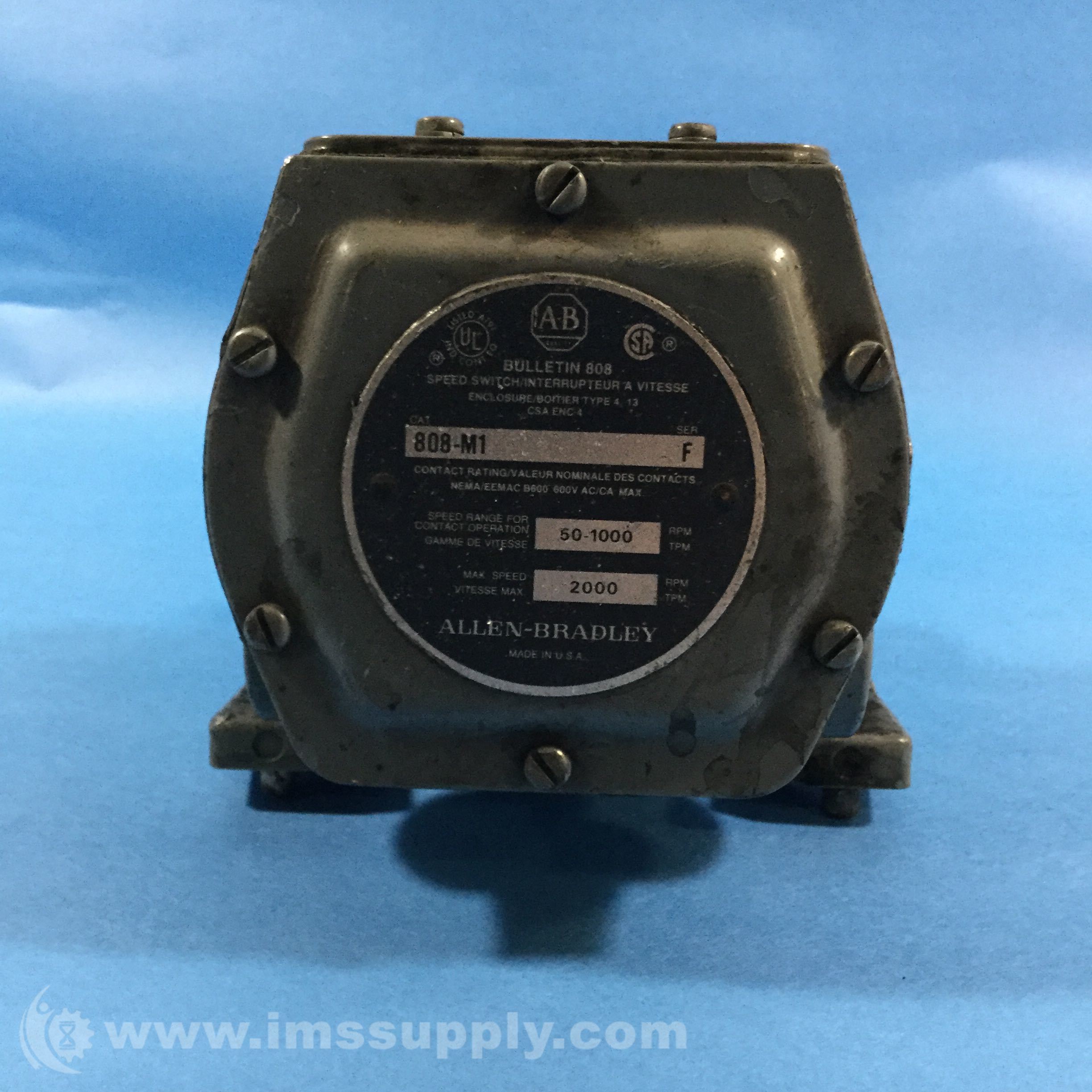 Allen Bradley 808-M1 808 Speed Switch, Style M, High Speed - IMS Supply