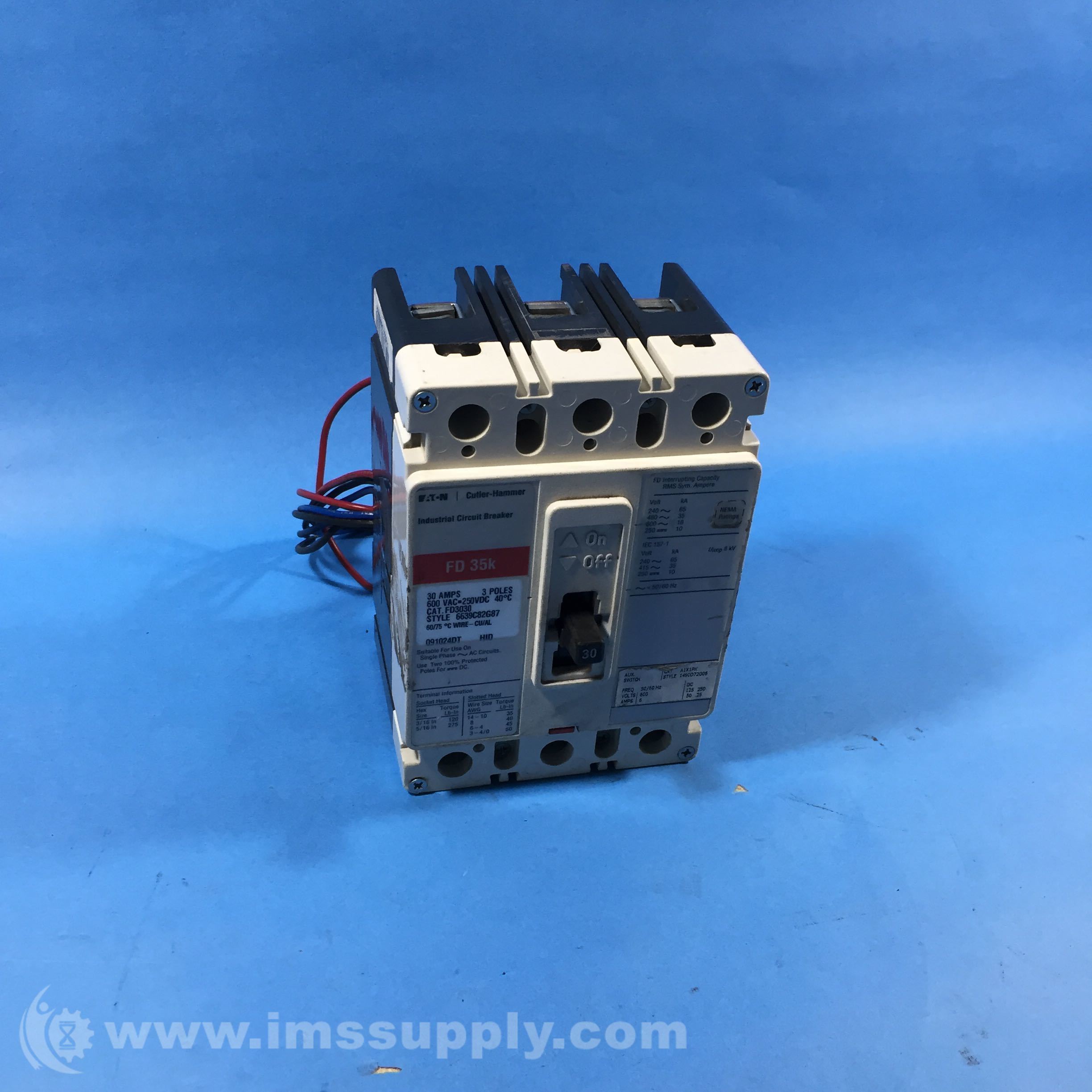 Eaton FD-35K FD-Frame Circuit Breaker 30Amps 600 VAC 250VDC - IMS Supply