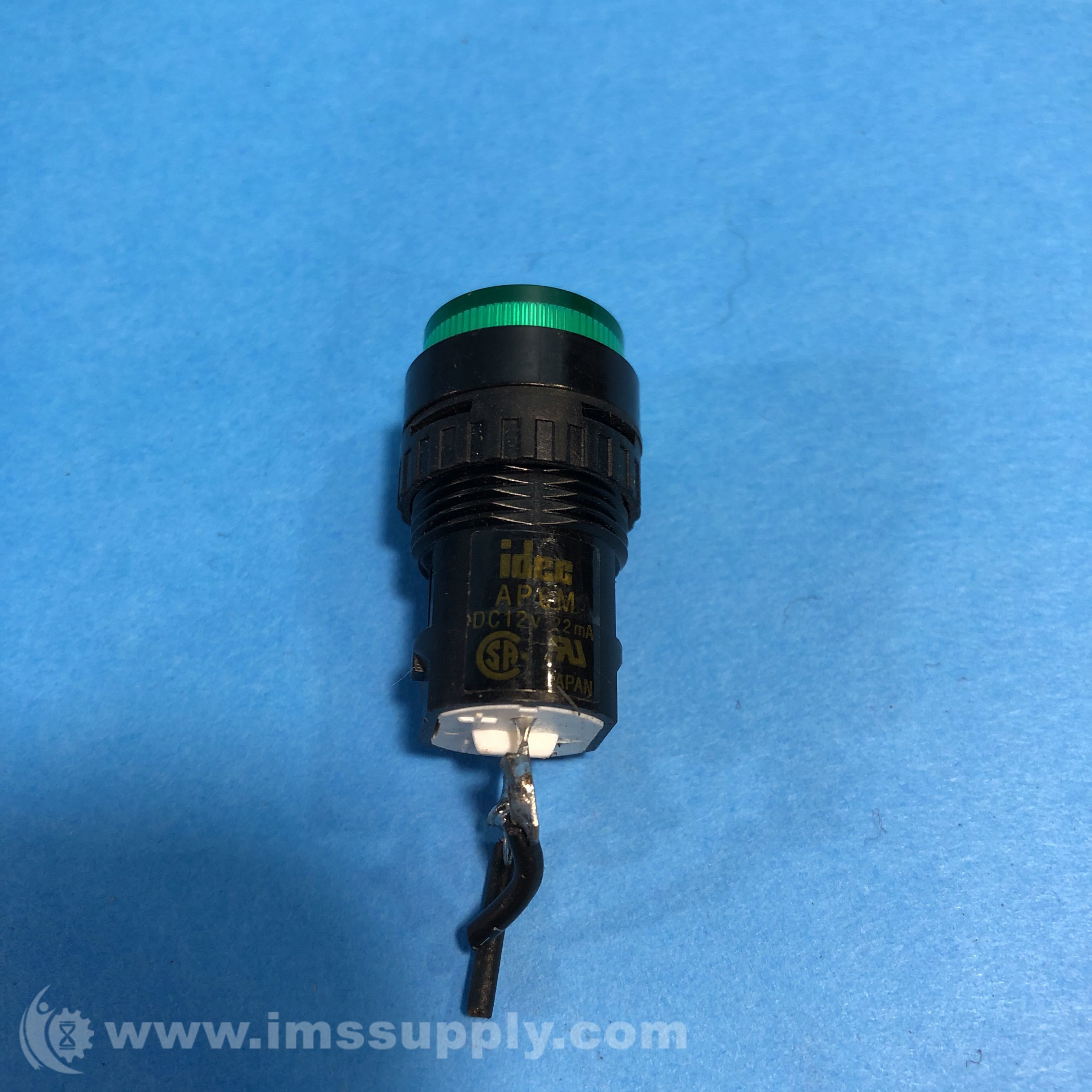 Idec AP6M Green Miniature Pilot Light, DC 12V - IMS Supply