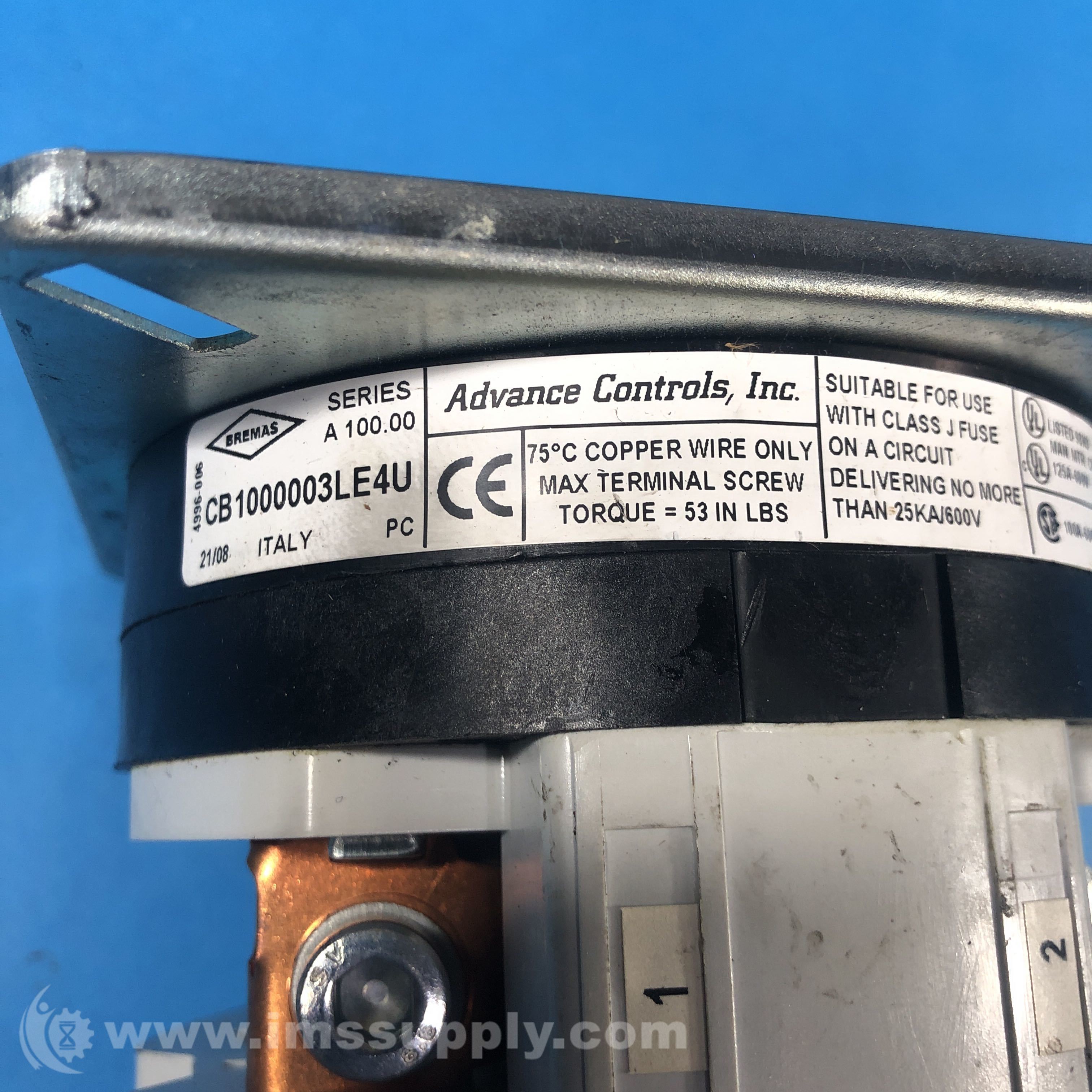 Advance Controls Inc CB1000003LE4U Panel Mount Disconnect Switch - IMS ...