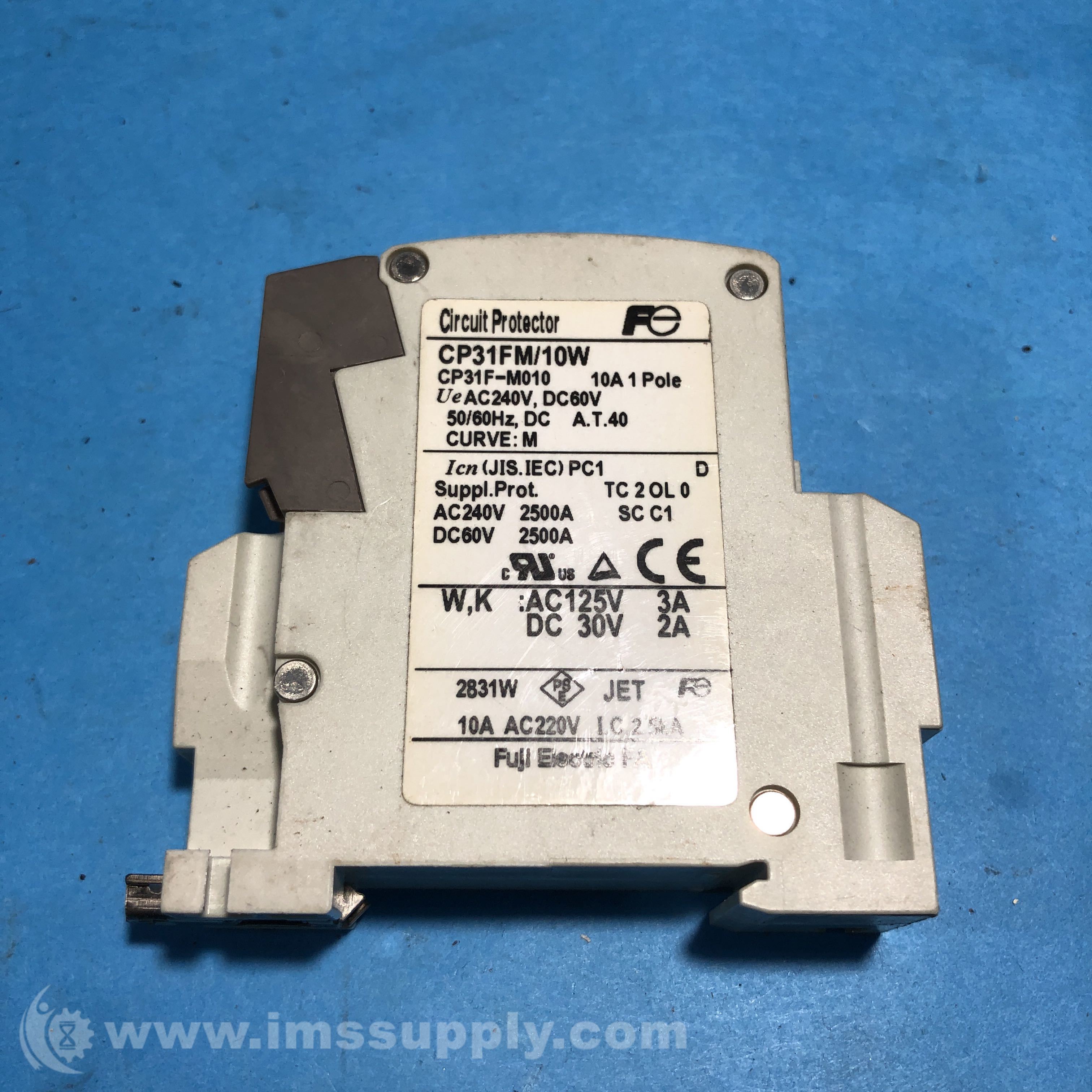 Fuji Electric CP31FM/10W Circuit Protector, 10A, 1 Pole - IMS Supply