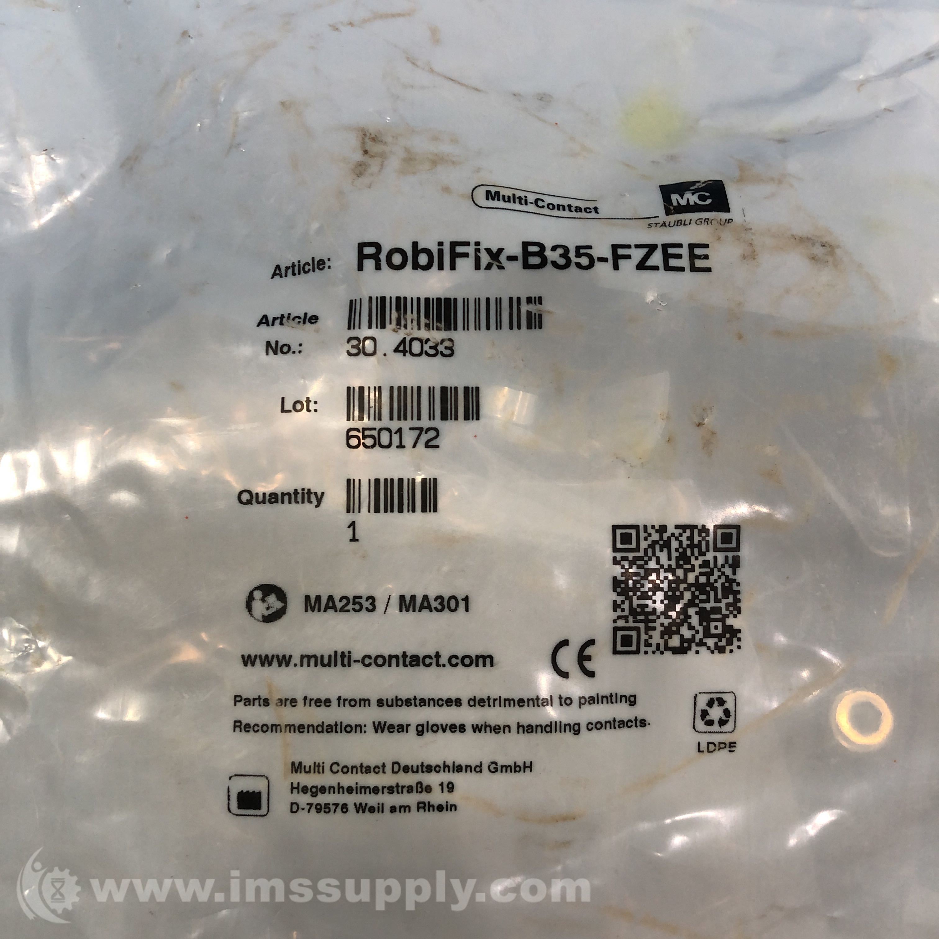 Staubli RobiFix-B35-FZEE FLAT PRIMARY CIRCUIT CONNECTOR - IMS Supply