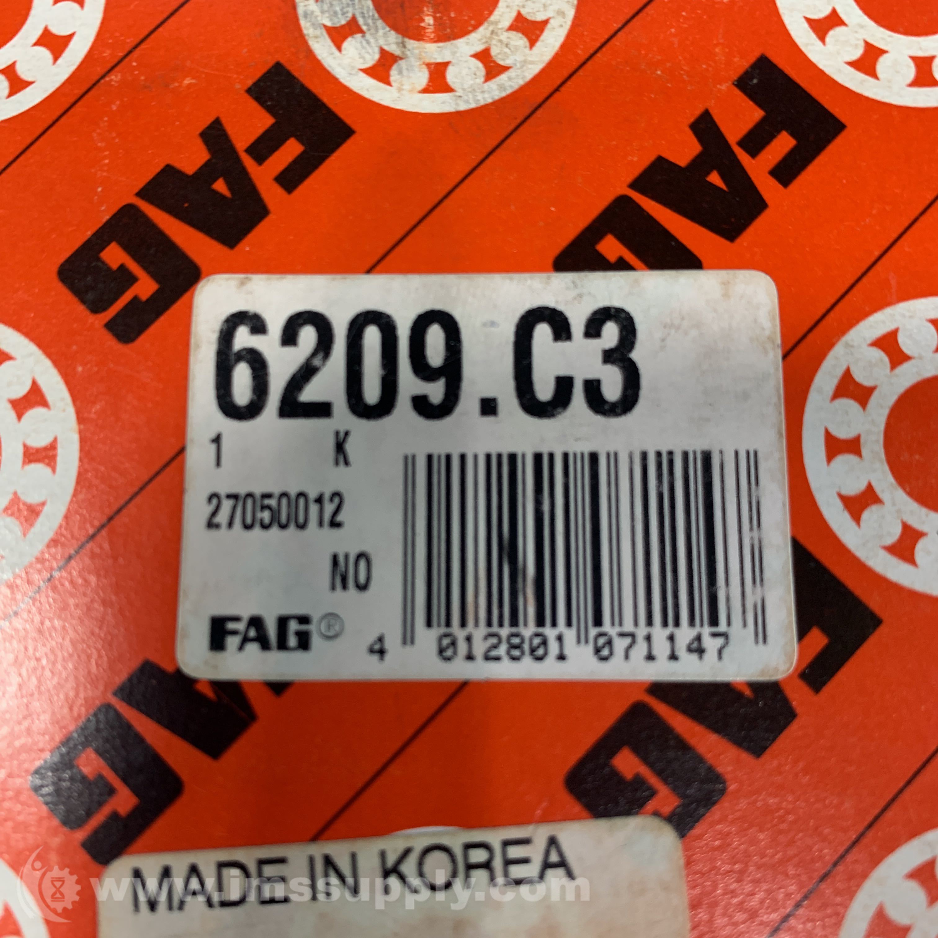 Fag 6209.C3 Deep Groove Ball Bearing - IMS Supply