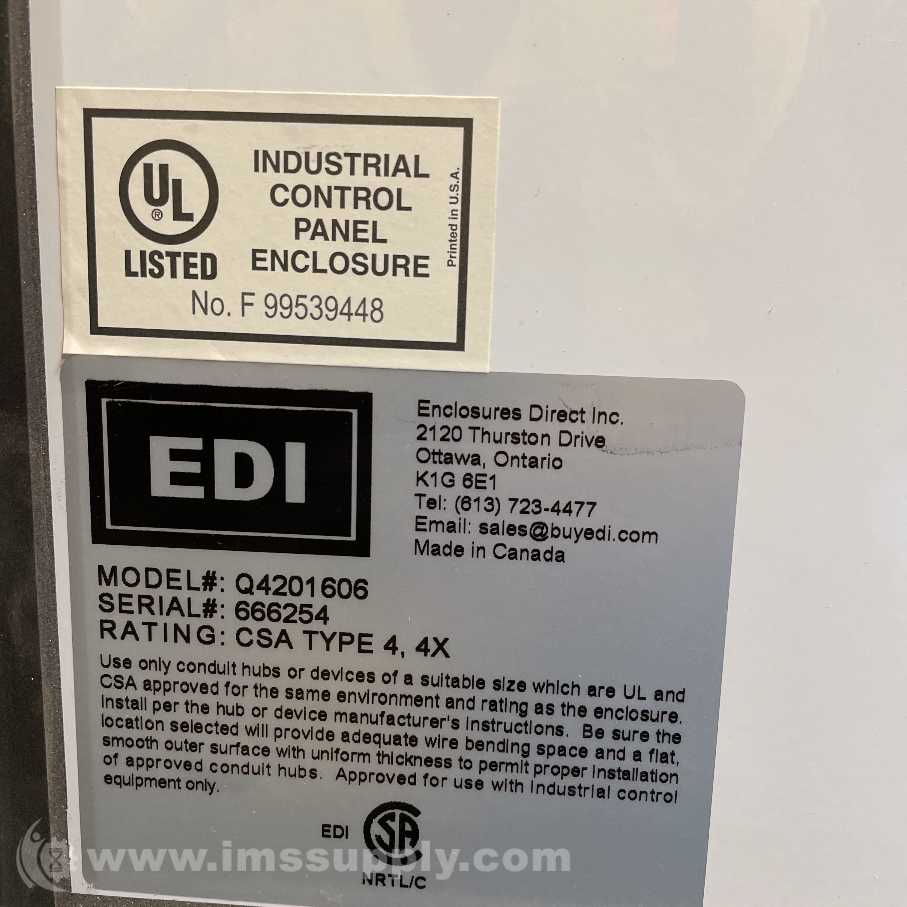 Enclosures Direct Inc. Q4201606 Enclosure Panel - IMS Supply