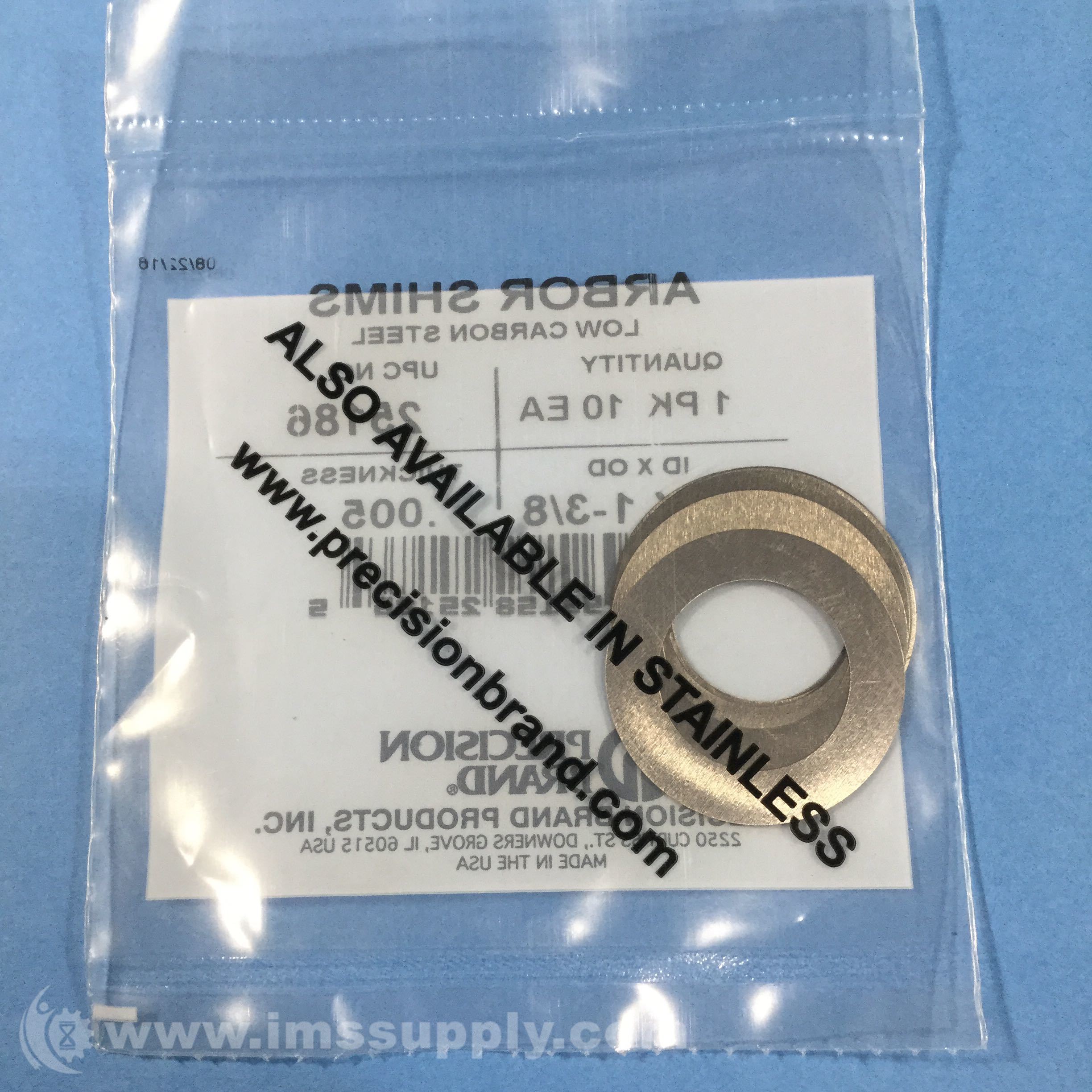 Precision Brand 25186 Bag Of 10 Arbor Spacer Or Round Shim - IMS Supply