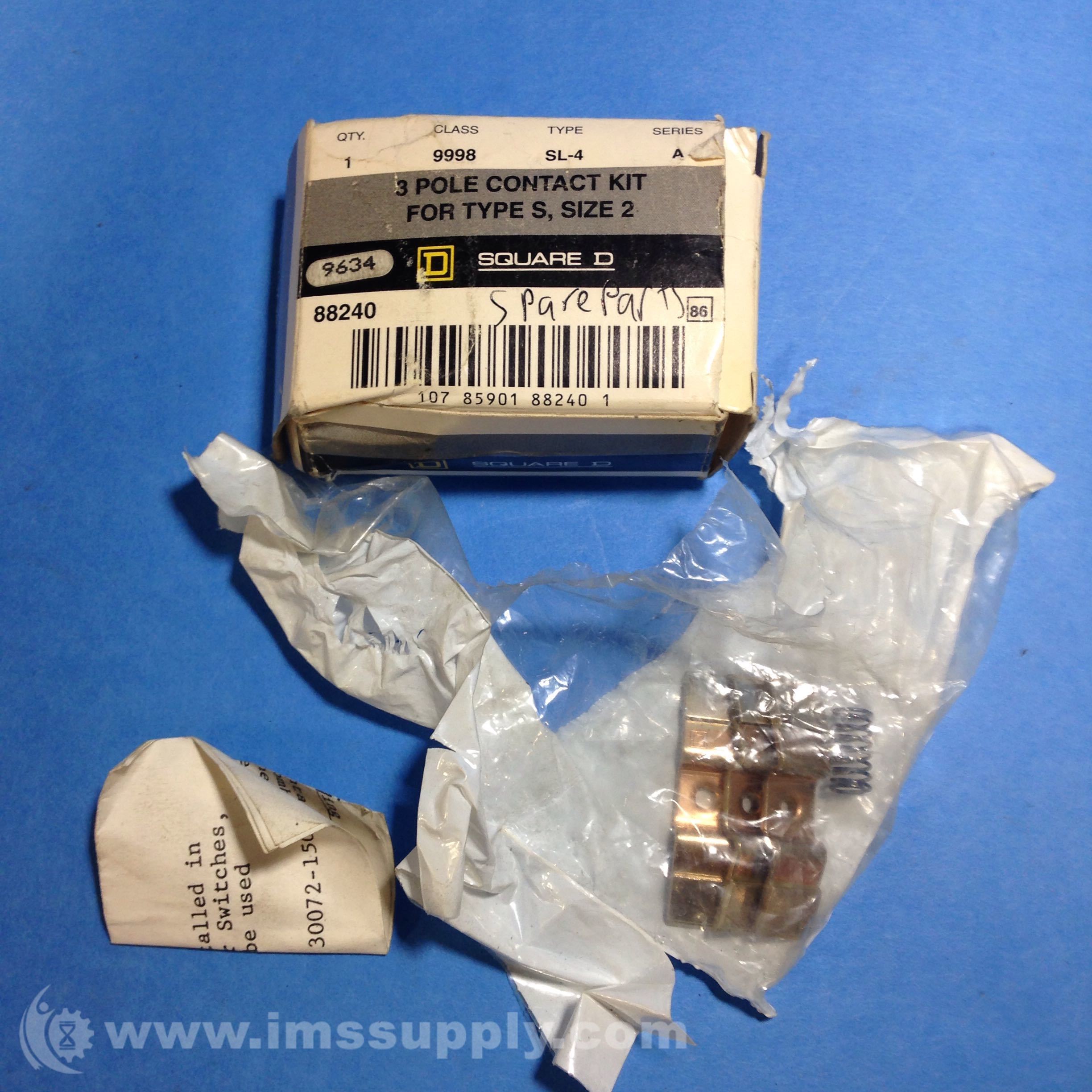 Square D 9998 SL-4 A- 3 Pole Contact Kit For Type S,Size 2 - IMS Supply