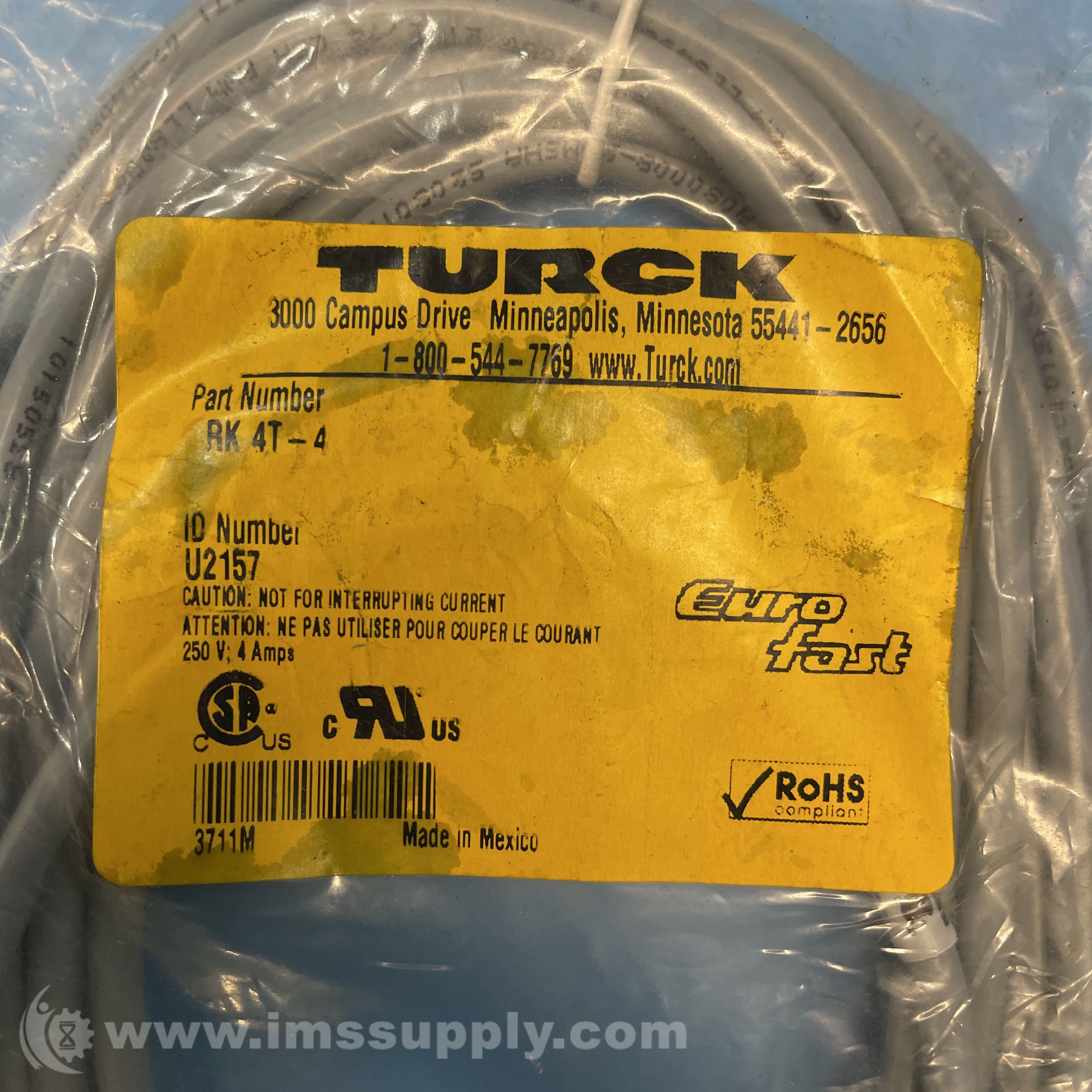 Turck RK 4T-4 Single-End Cordset - IMS Supply