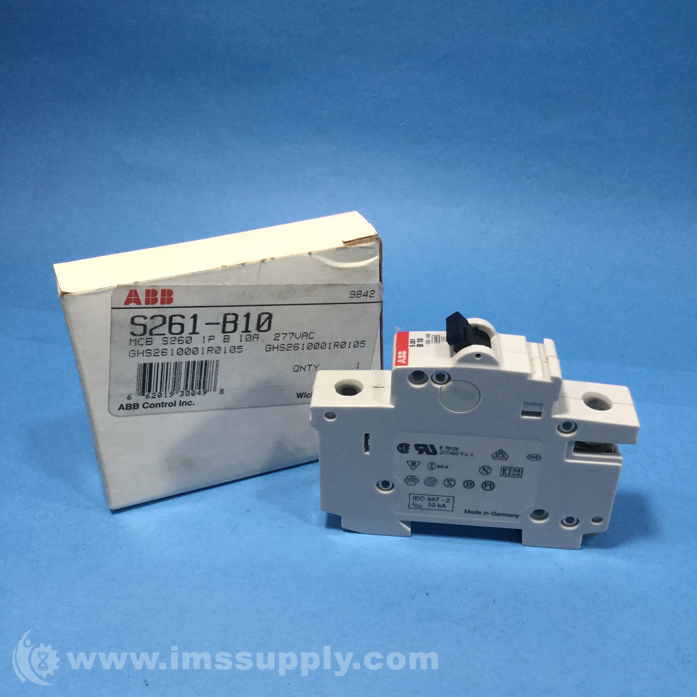 ABB S261-B10 Circuit Breaker, 10 Amp - IMS Supply