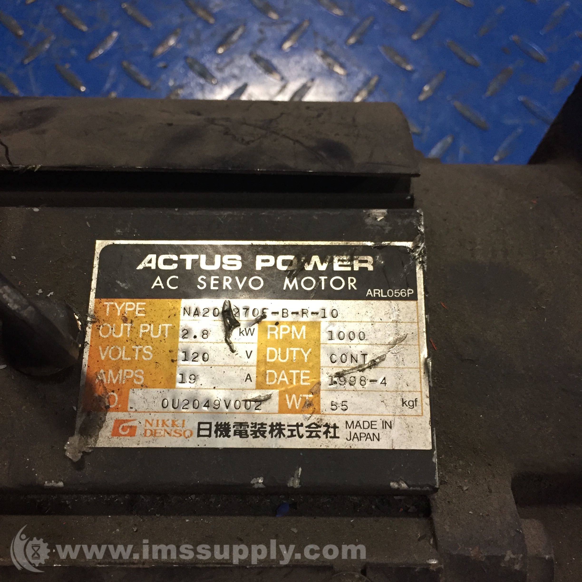 Actus Power NA20-270F-B-R-10 AC Servo Motor, 1000 RPM, 2.8 kW - IMS Supply