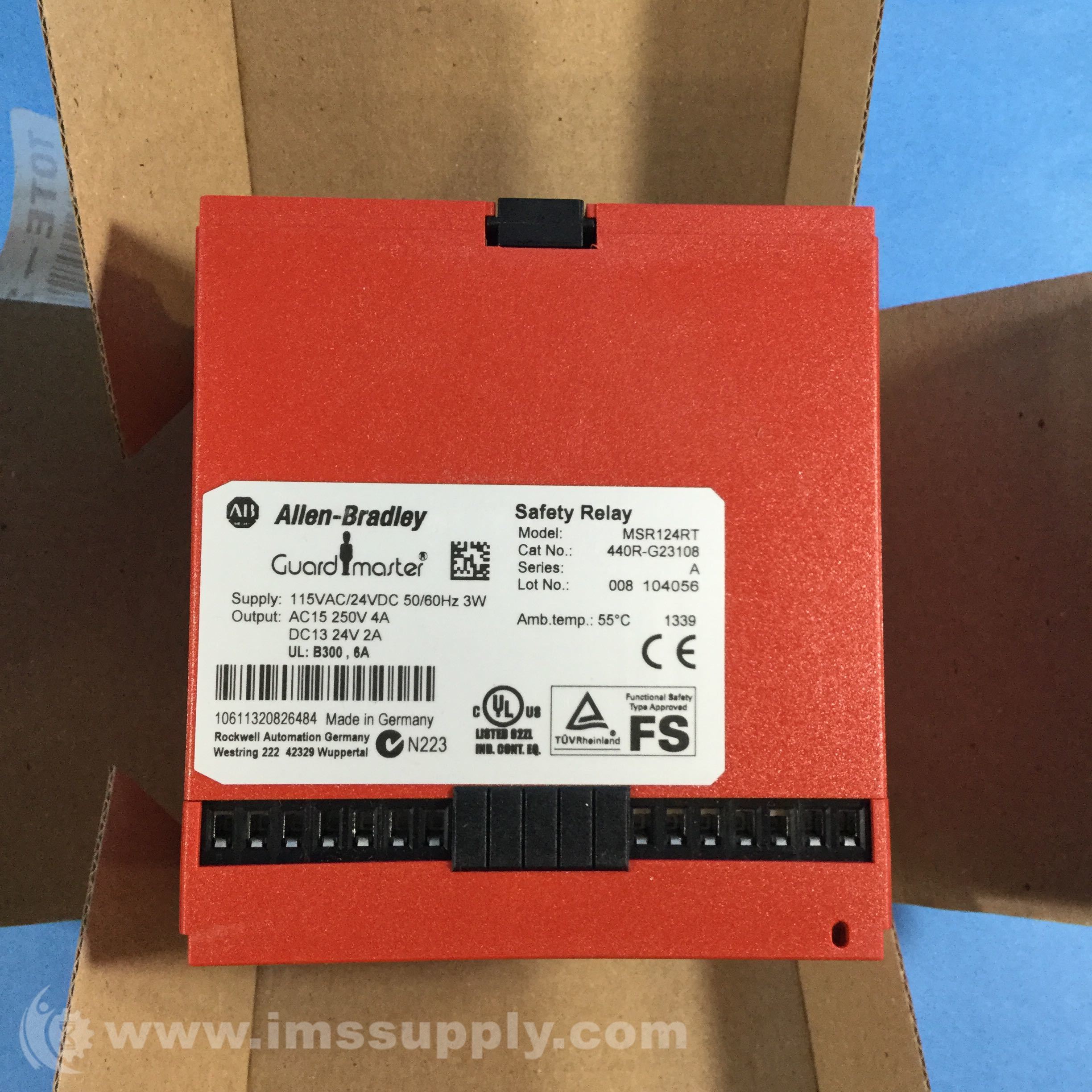 Allen Bradley MSR124RT Guardmaster Safety Relay, 115VAC, 24VDC - IMS Supply