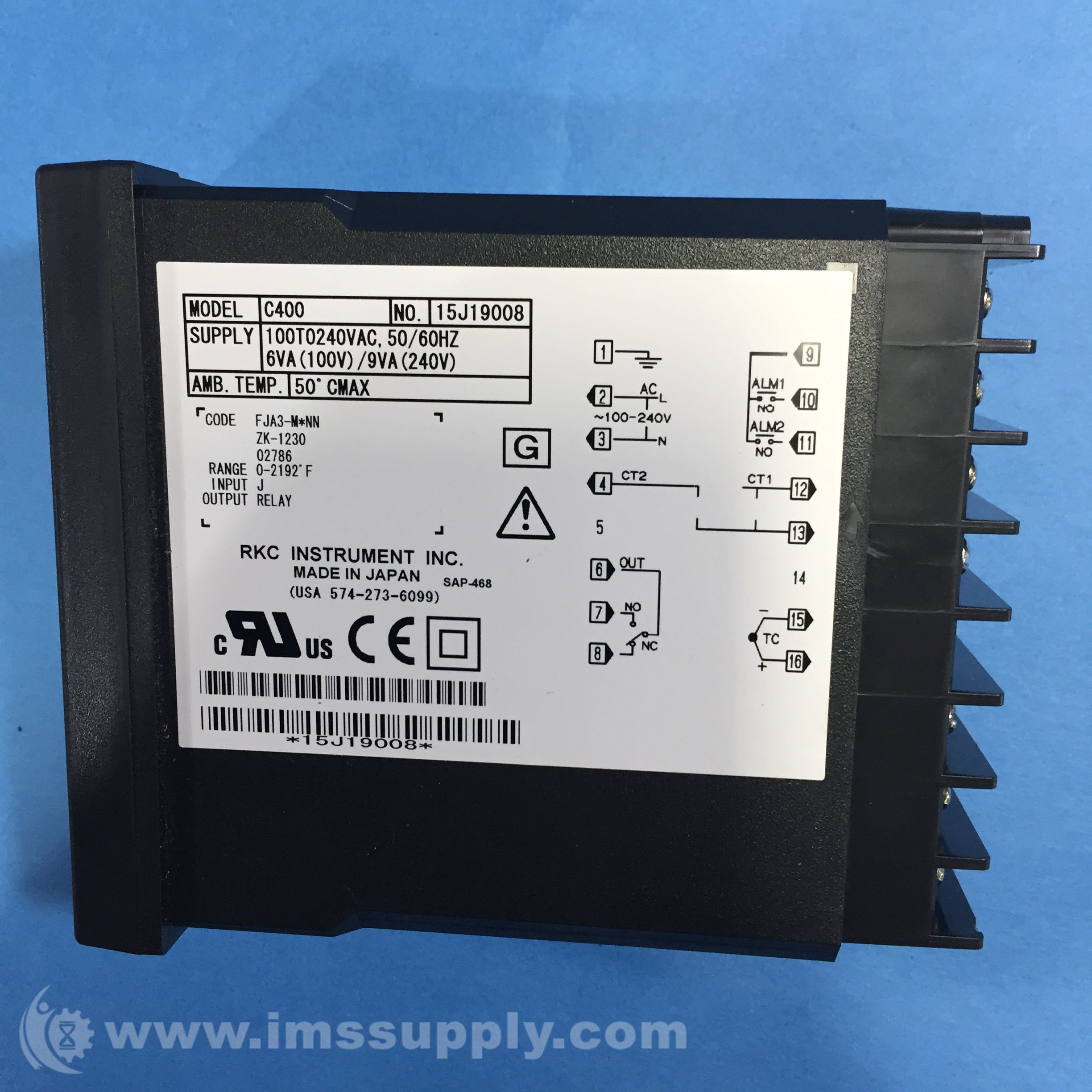 Rkc C400 Temperature Controller, 100 to 240 V AC - IMS Supply