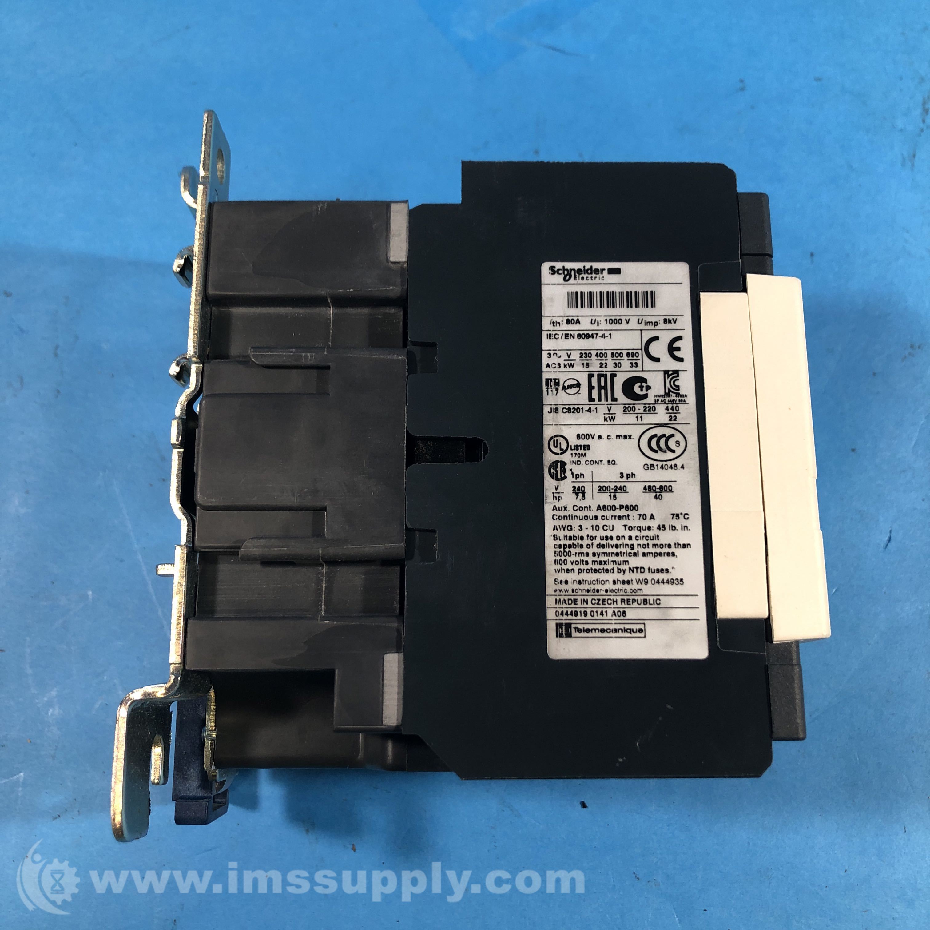 Schneider Electric LC1D50 50 Amp 3 Pole Contactor - IMS Supply