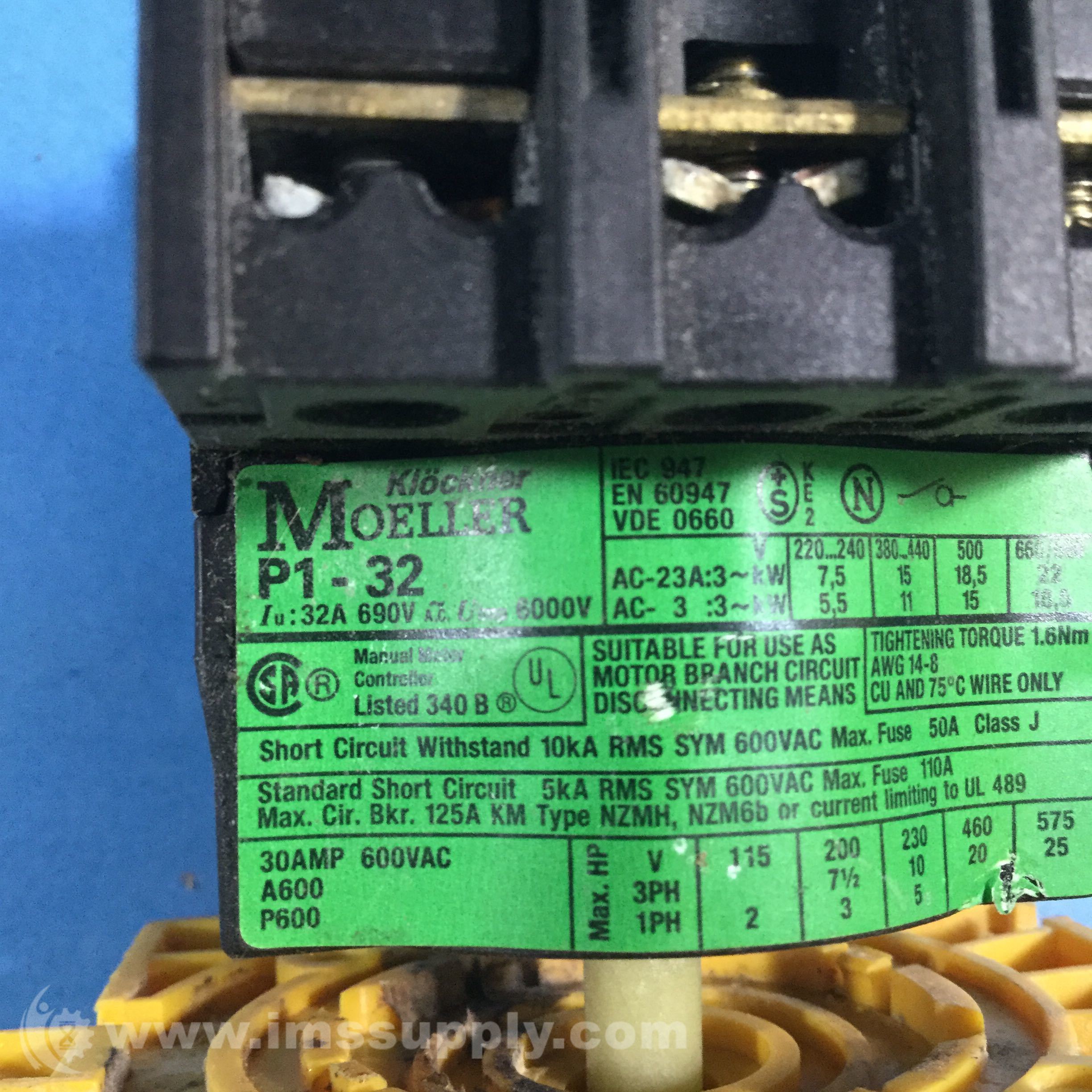 Moeller P1-32 Disconnect Switch - IMS Supply