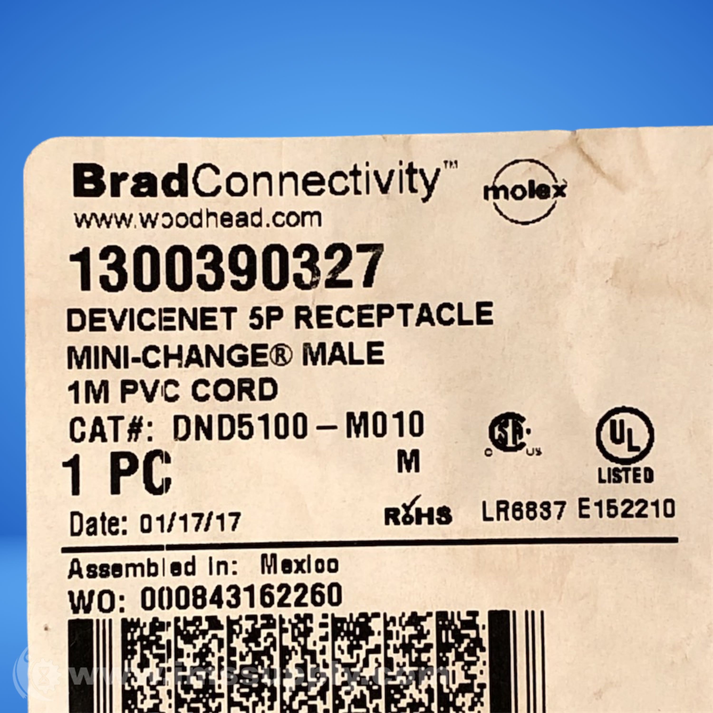 Woodhead Brad 1300390327 Devicenet Male Receptacle - IMS Supply