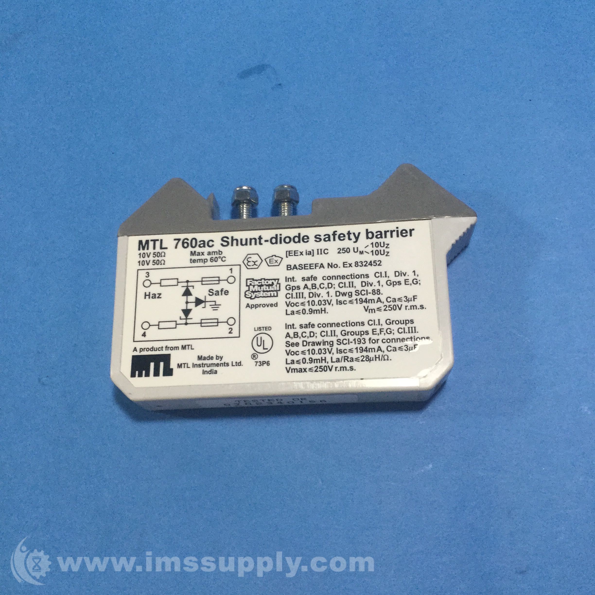 MTL Instruments Inc MTL-760AC Shunt-Diode Safety Barrier - IMS Supply