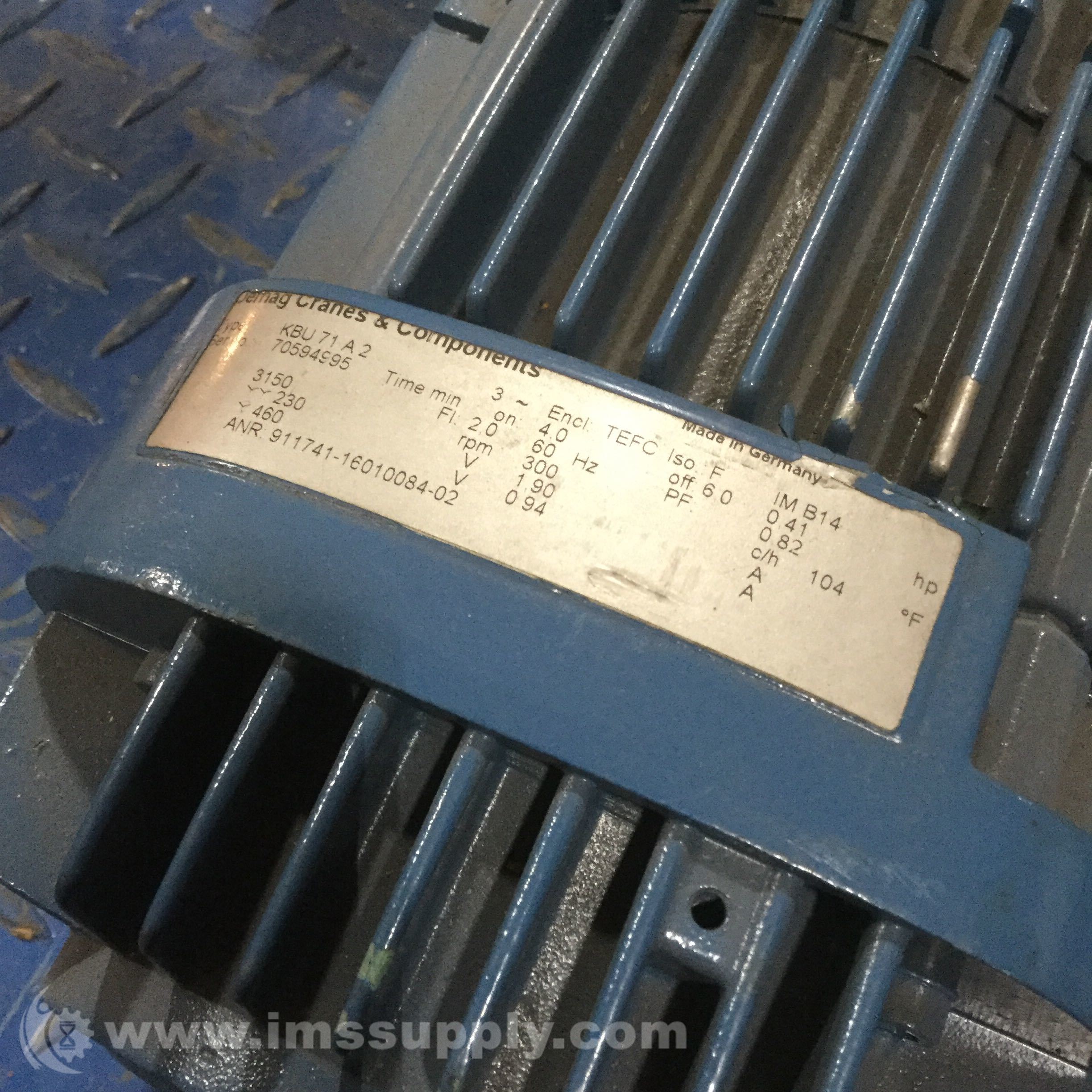 Demag KBU 71 A 2 Motor, Conical-Rotor Brake - IMS Supply