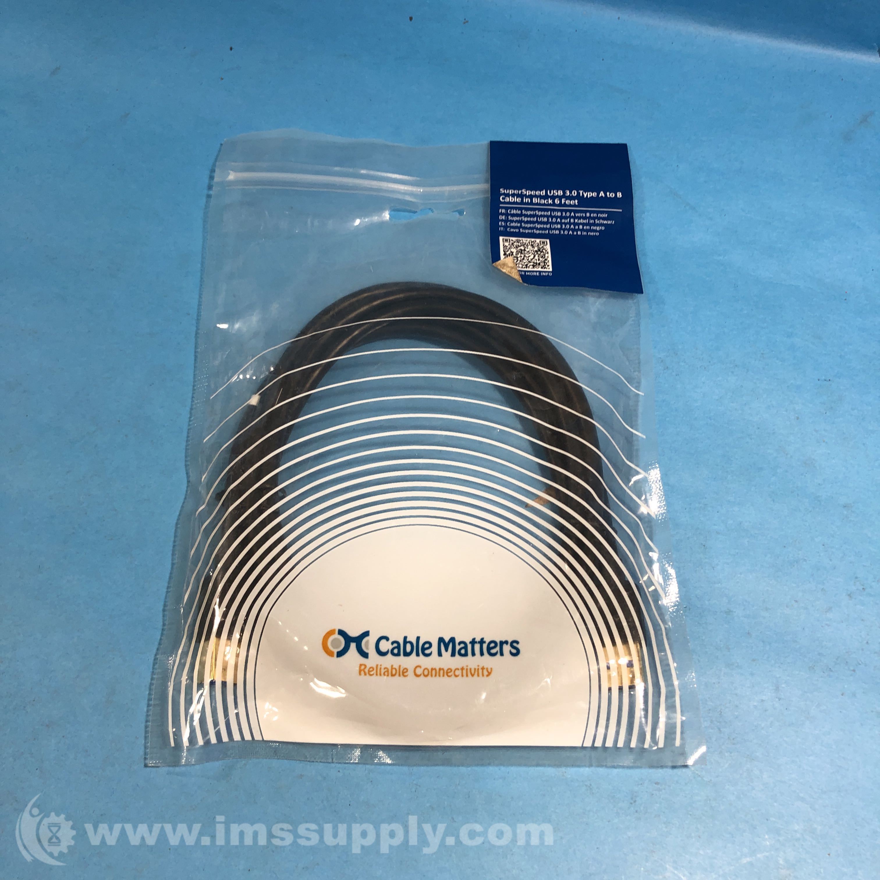 Cable Matters 200007 Black 6' USB 3.0 A to USB 3.0 B - IMS Supply