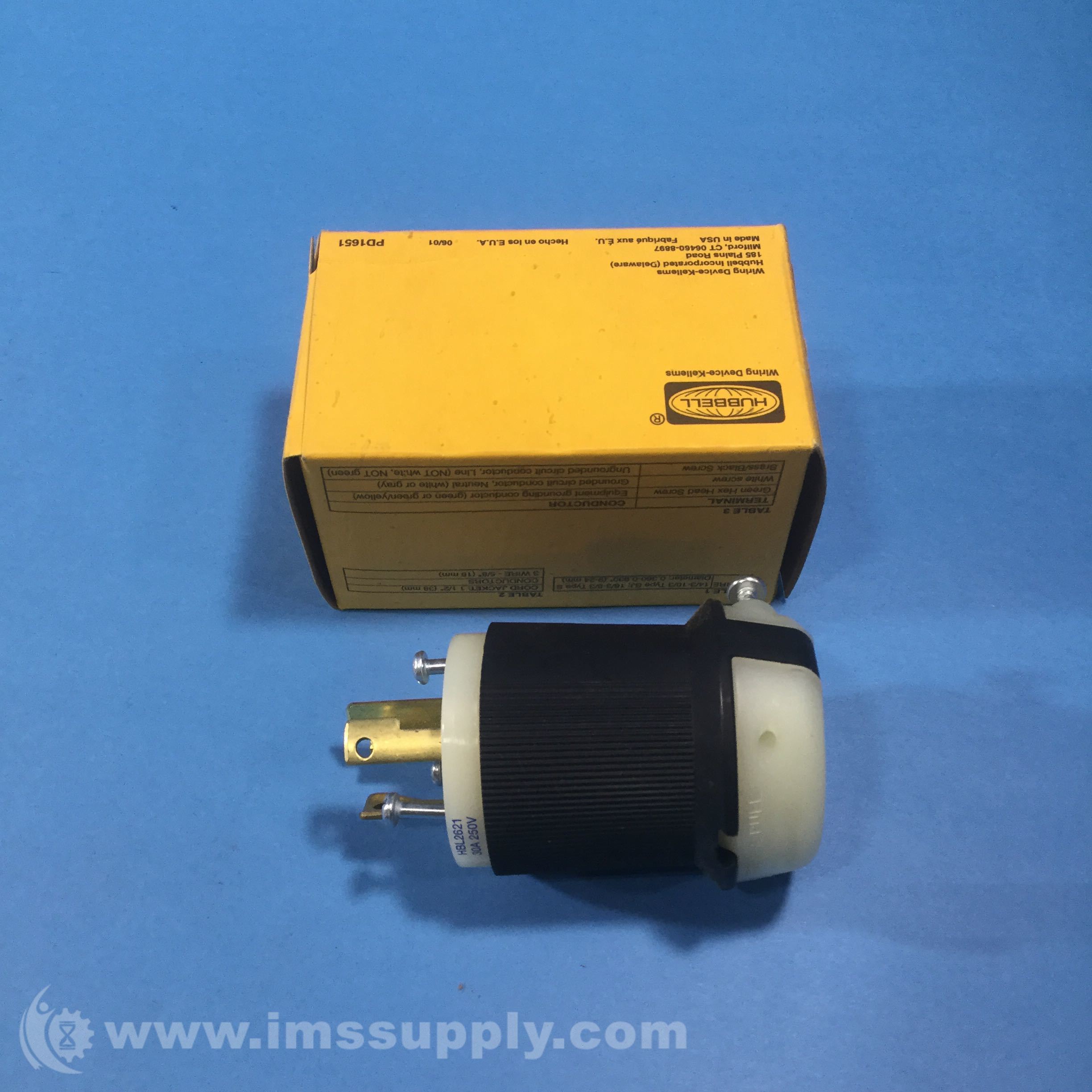 Hubbel HBL2621 Twist Locking Plug 30A 600VAC 3 Pole - IMS Supply