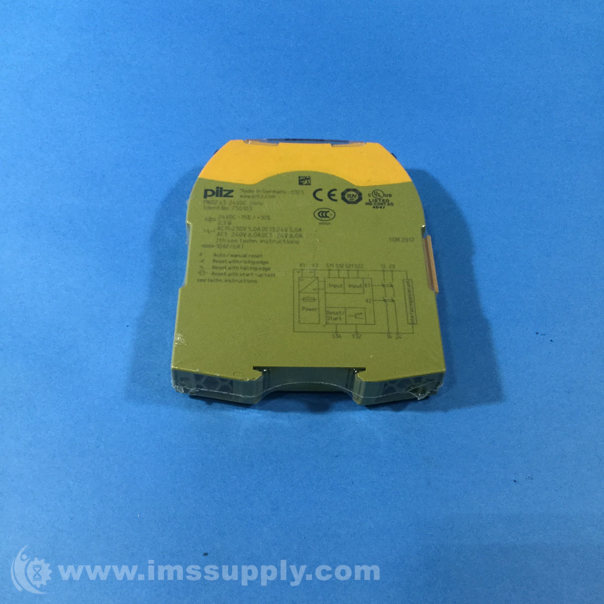 Pilz 750103 Safety Relay, 24VDC COIL, 2xN/O, Sigma, PNOZ s3 - IMS Supply